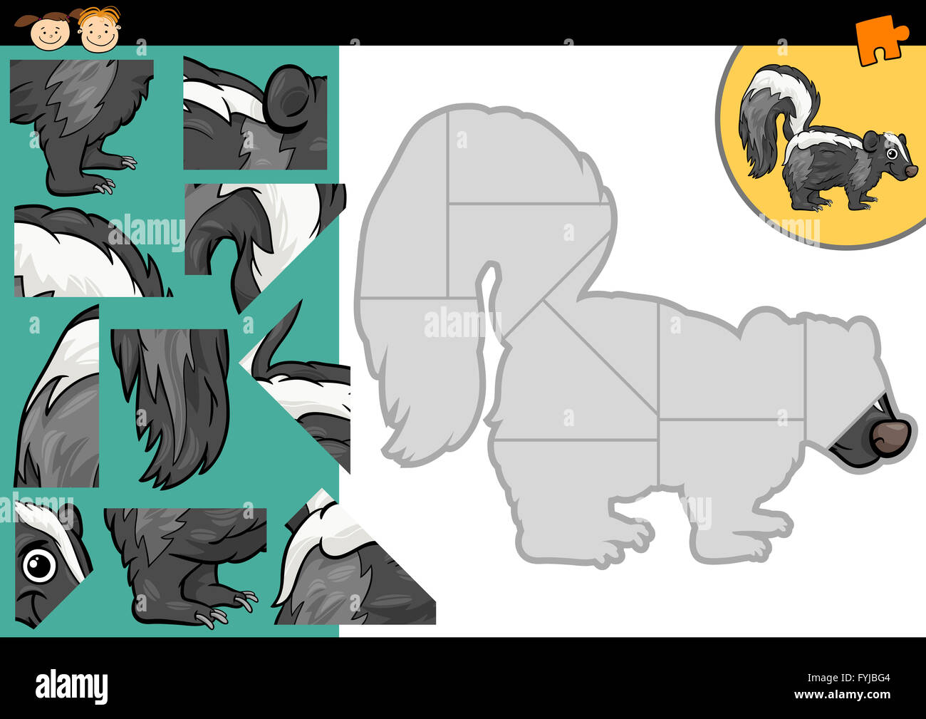cartoon skunk jigsaw puzzle game Stock Photo - Alamy
