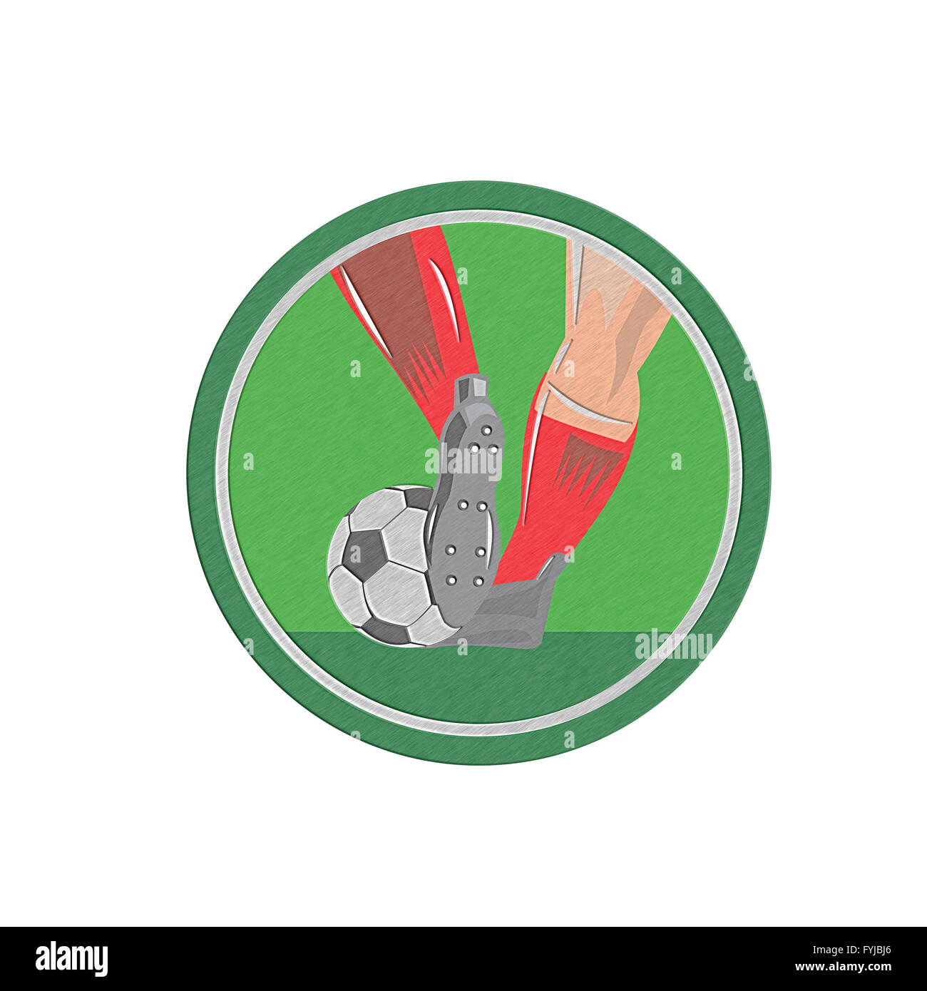 Metallic Foot Kicking Soccer Ball Retro Stock Photo - Alamy