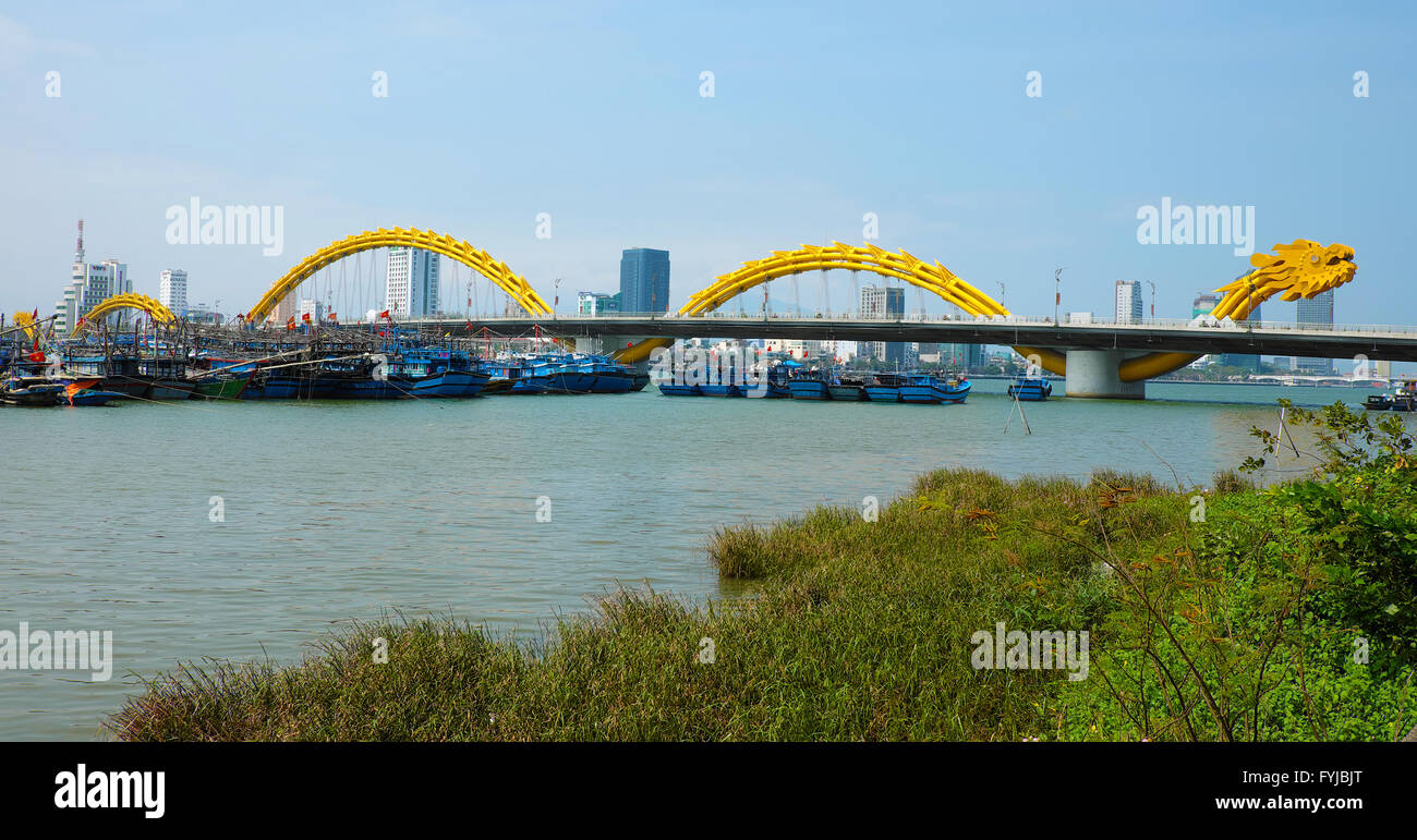 Da Nang, Rong bridge also name Dragon bridge cross Han river with ...
