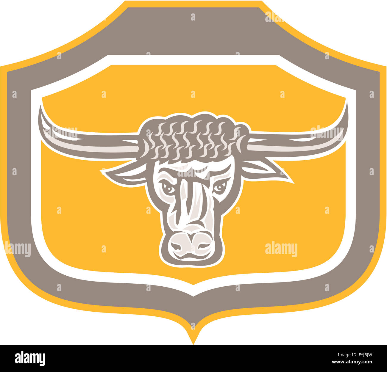 Bull Head Snorting Shield Retro Stock Photo - Alamy