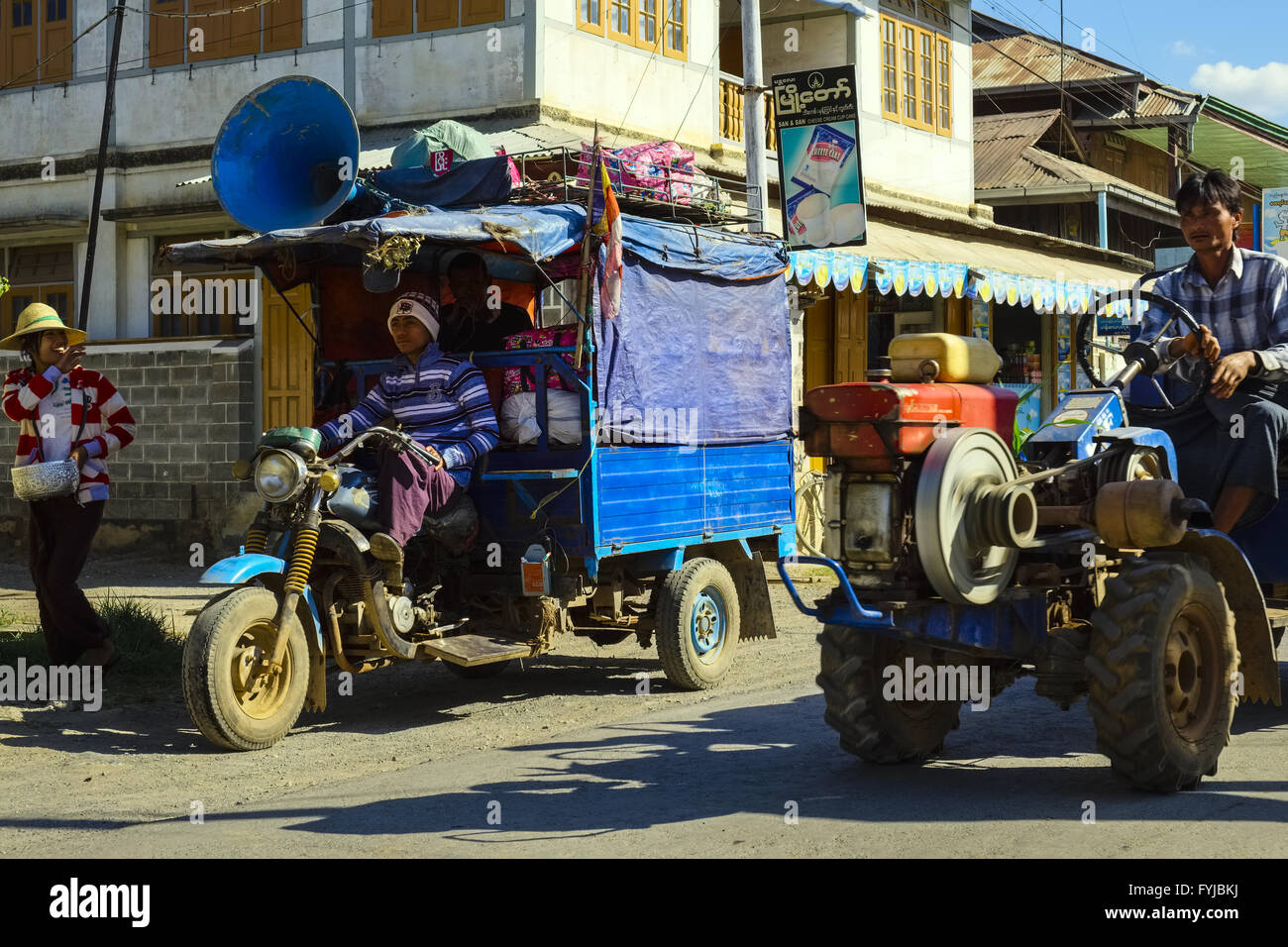 Transport vehicles, Nyaung Shwe, Myanmar, Asia Stock Photo - Alamy