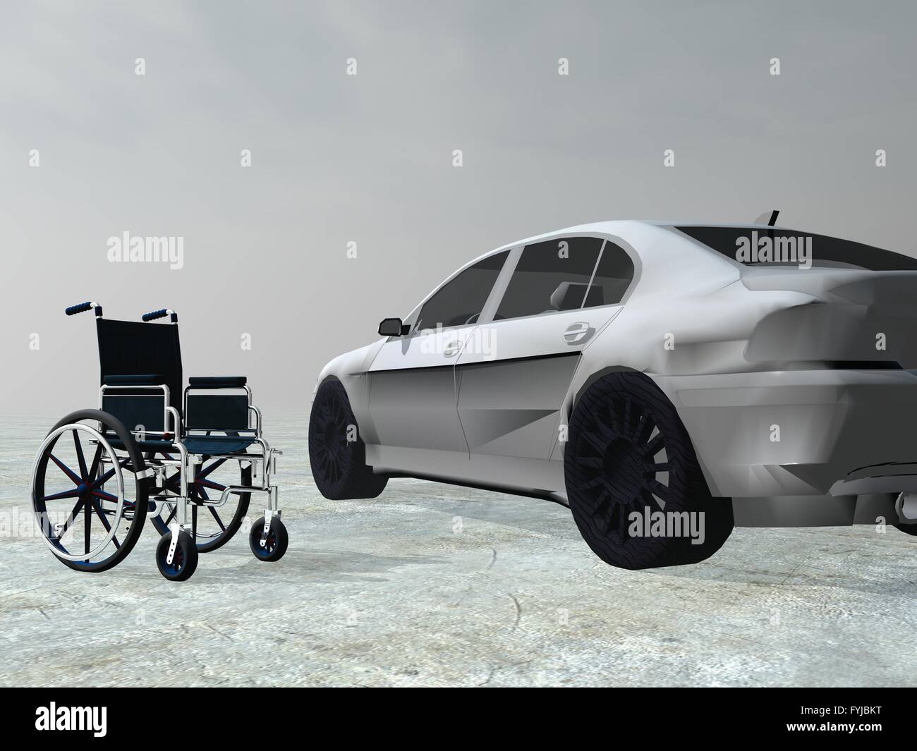Adapted car for handicapped person - 3D render Stock Photo - Alamy