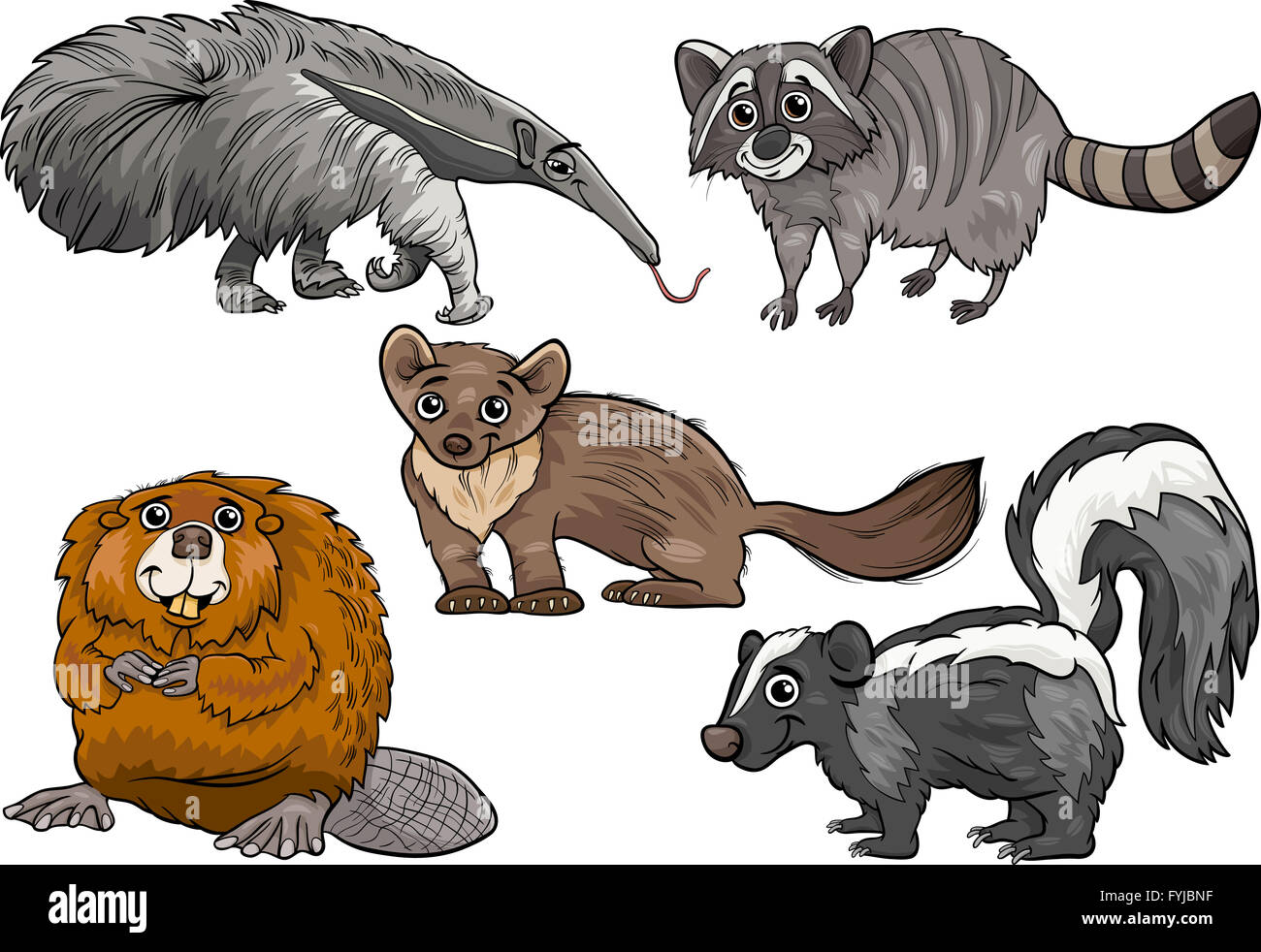 wild animals set cartoon illustration Stock Photo - Alamy