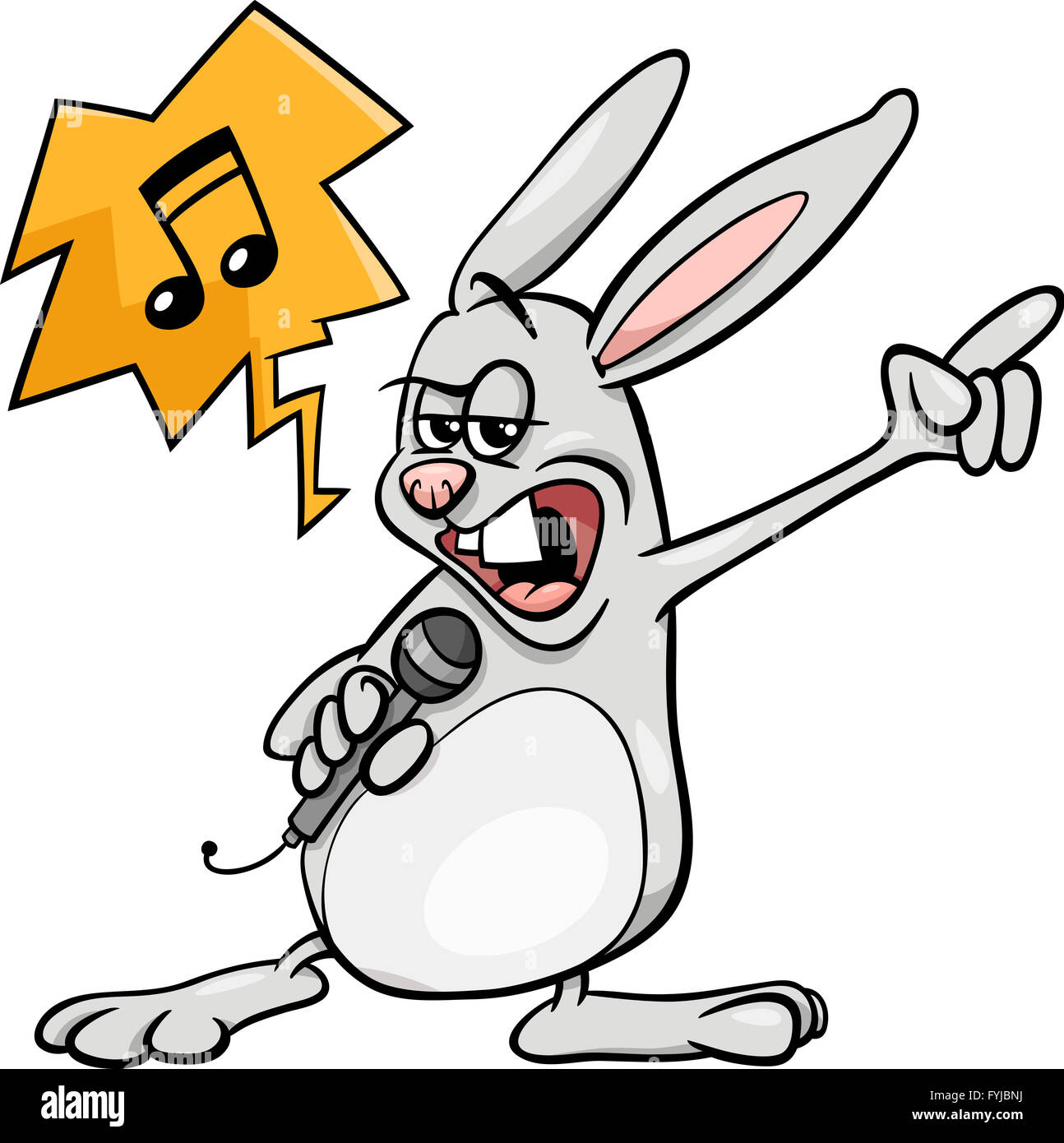 bunny singing rock cartoon illustration Stock Photo - Alamy