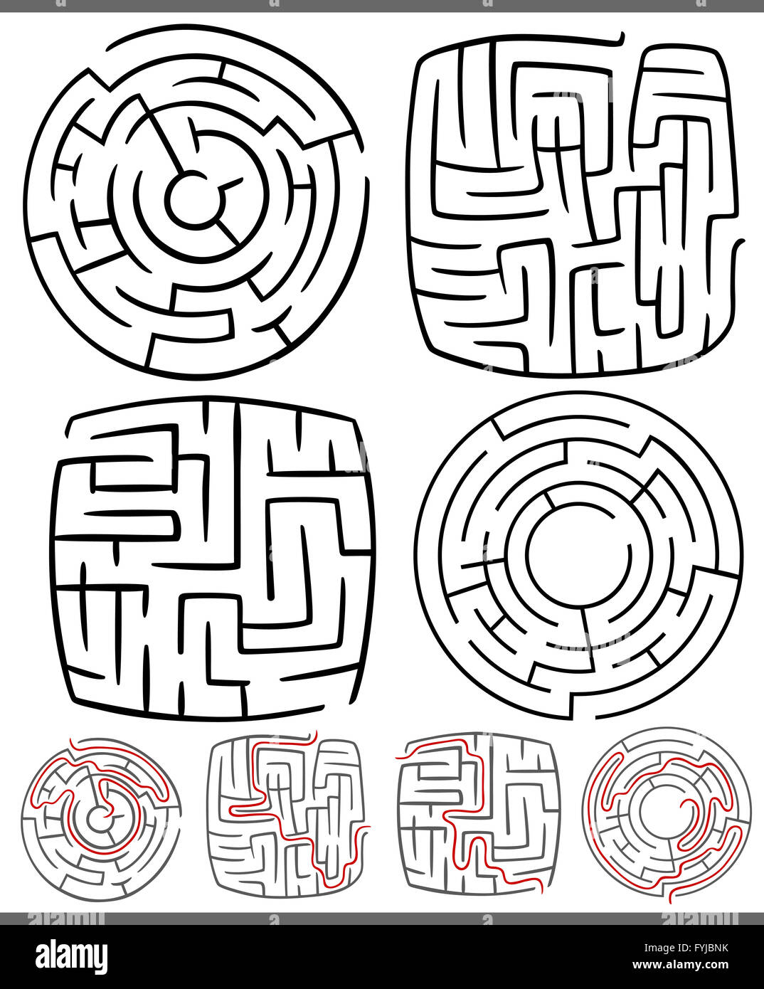 mazes or labyrinths diagrams set Stock Photo - Alamy
