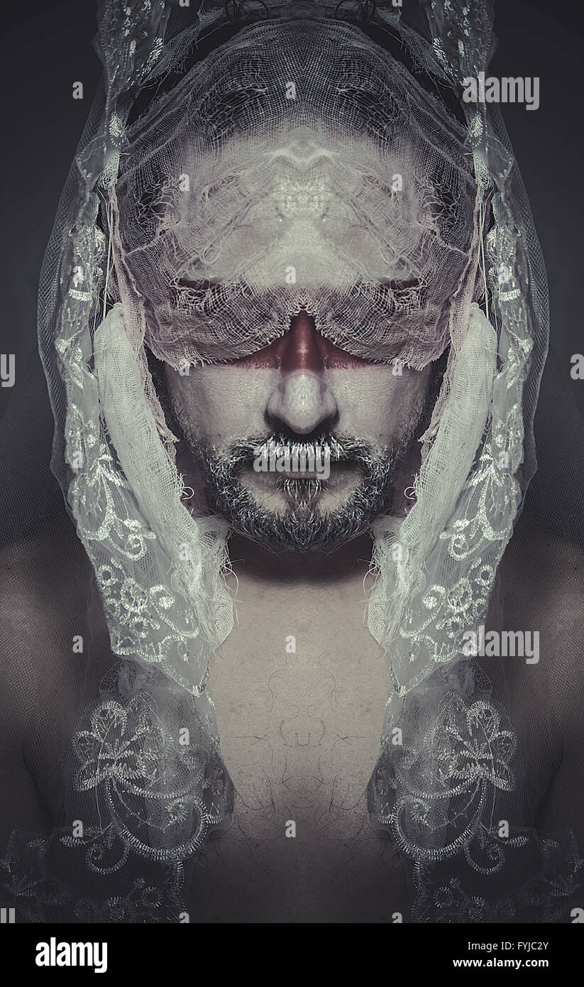 Black painted male face hi-res stock photography and images - Alamy