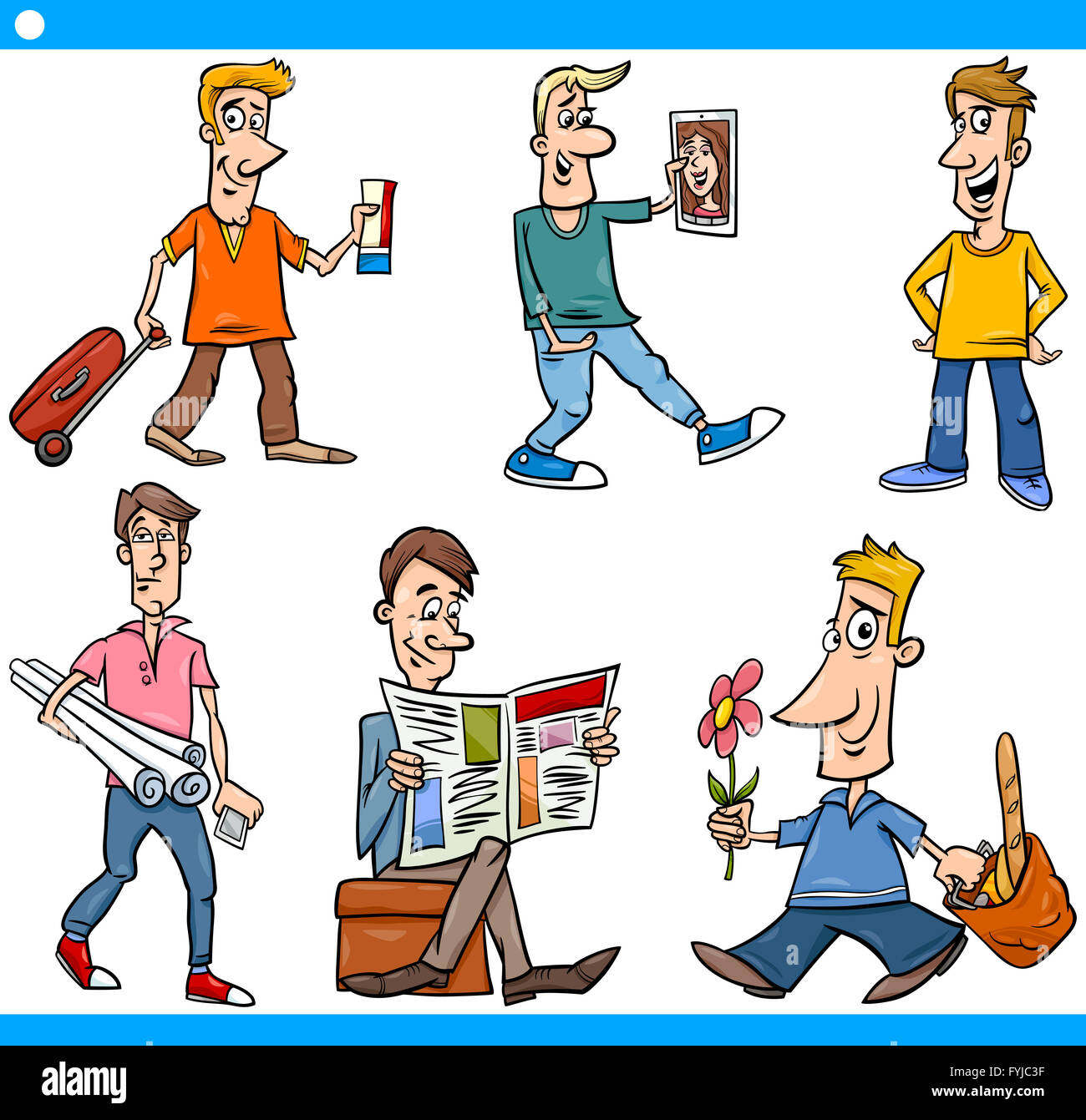 men characters set cartoon illustration Stock Photo - Alamy