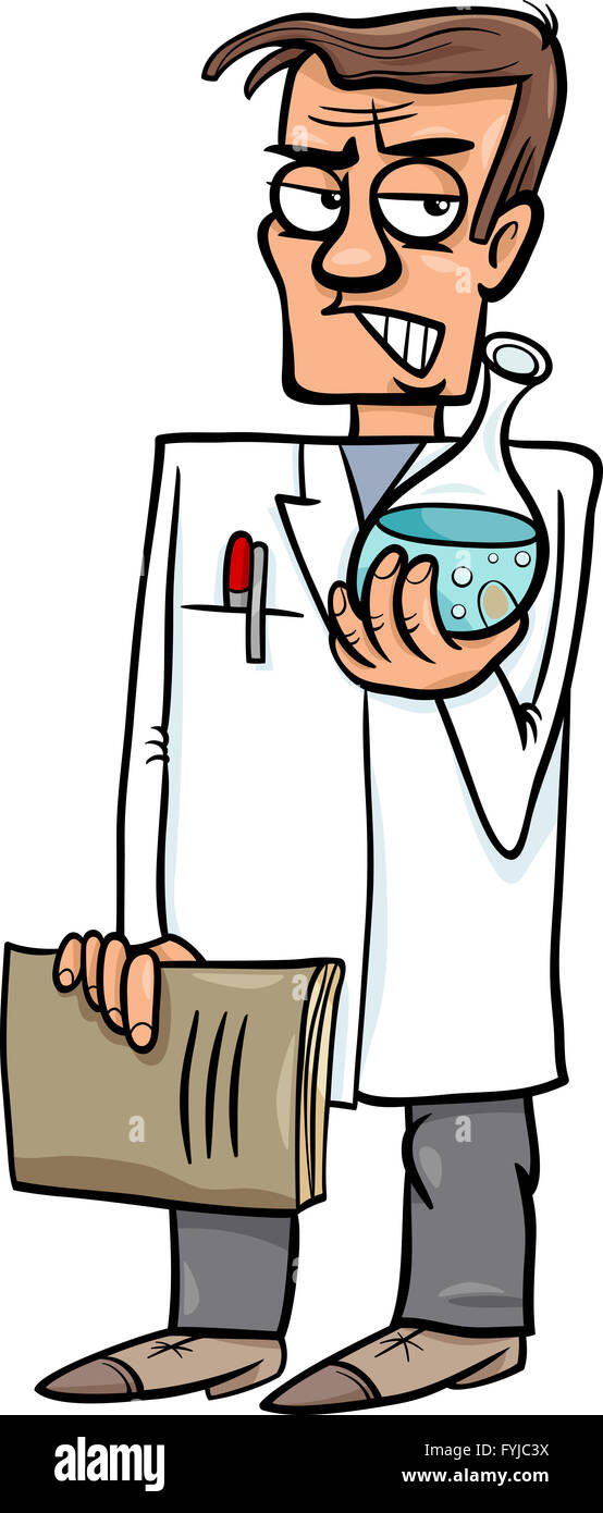 evil scientist cartoon illustration Stock Photo - Alamy