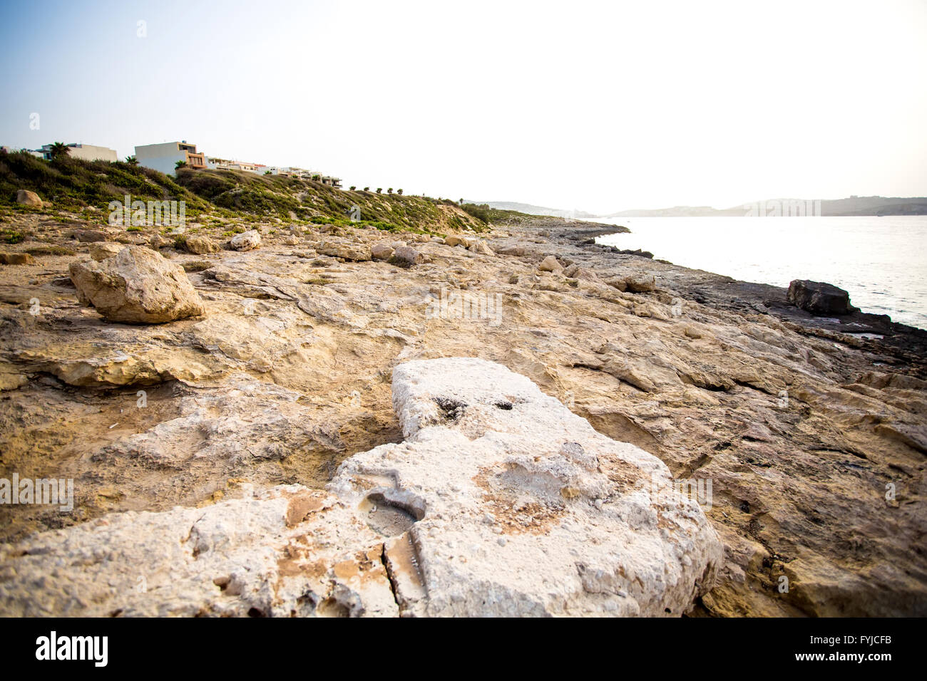 Nightfall in Bugibba Stock Photo - Alamy