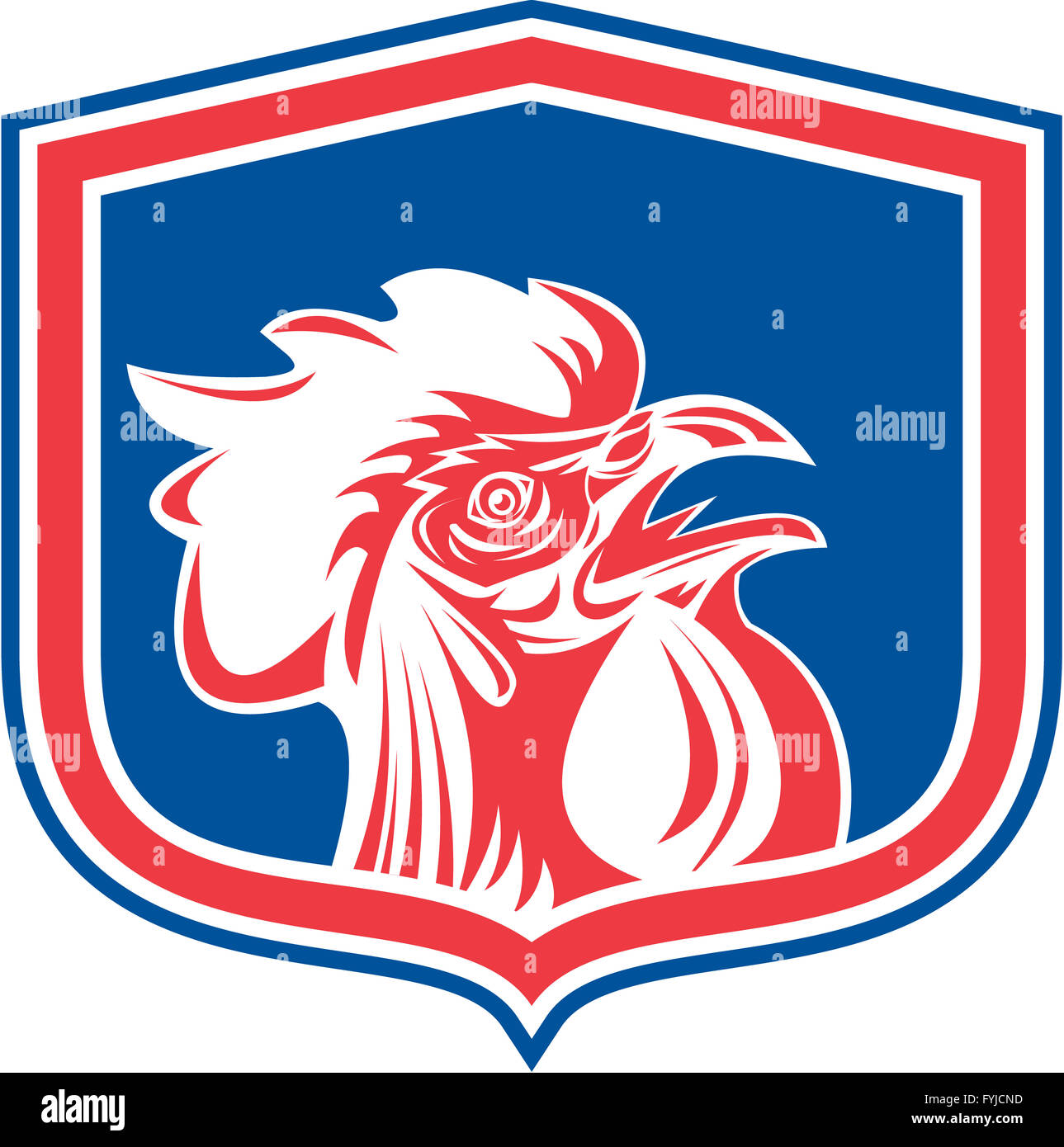 Chicken Rooster Head Mascot Shield Retro Stock Photo - Alamy