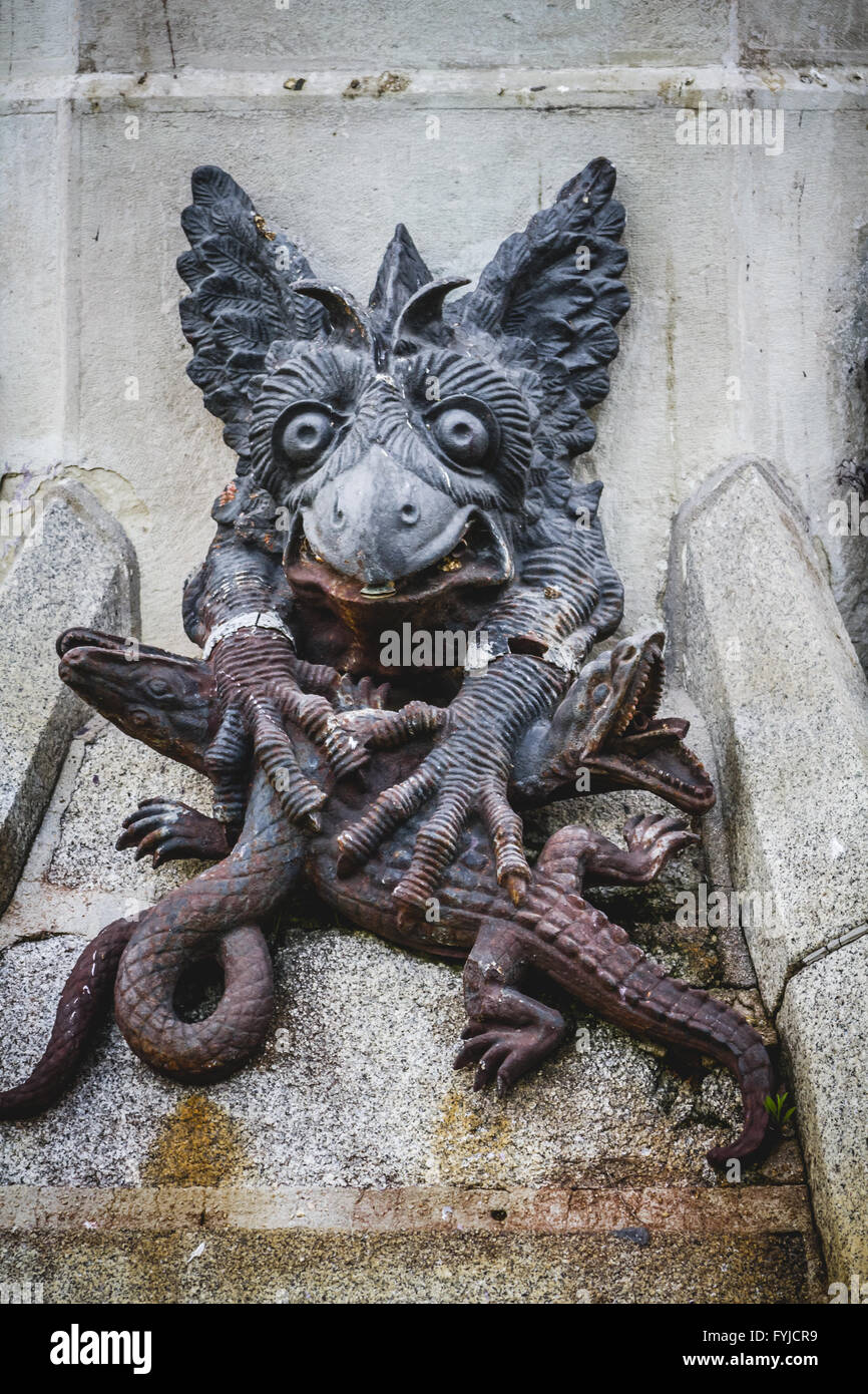 devil figure, bronze sculpture with demonic gargoyles and monsters ...