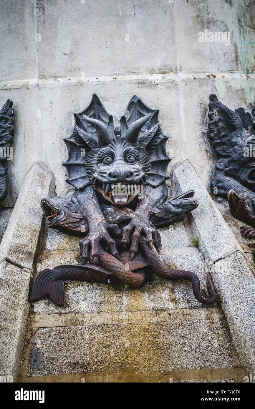 devil figure, bronze sculpture with demonic gargoyles and monsters ...