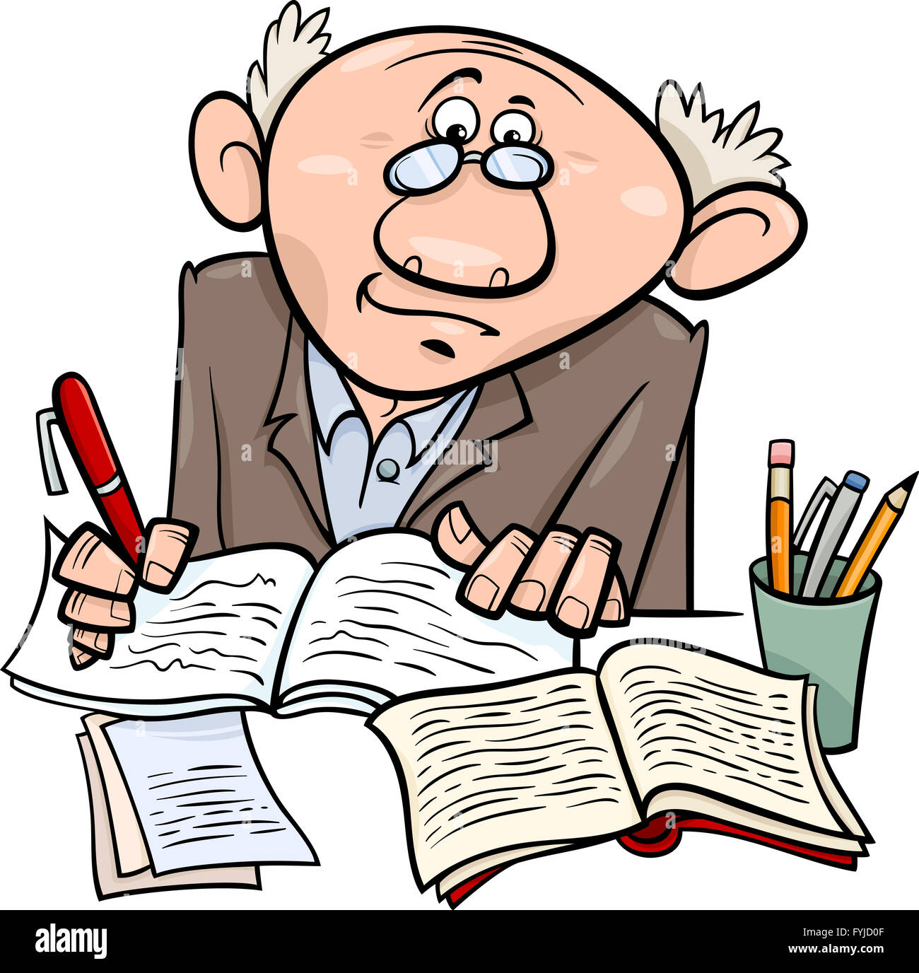 professor or writer cartoon illustration Stock Photo - Alamy