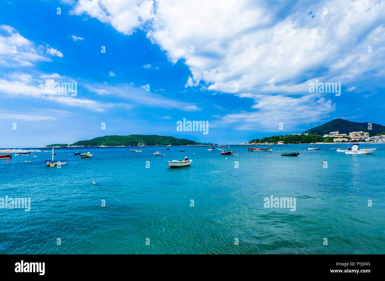 View on mountain, sea and Budva Stock Photo - Alamy