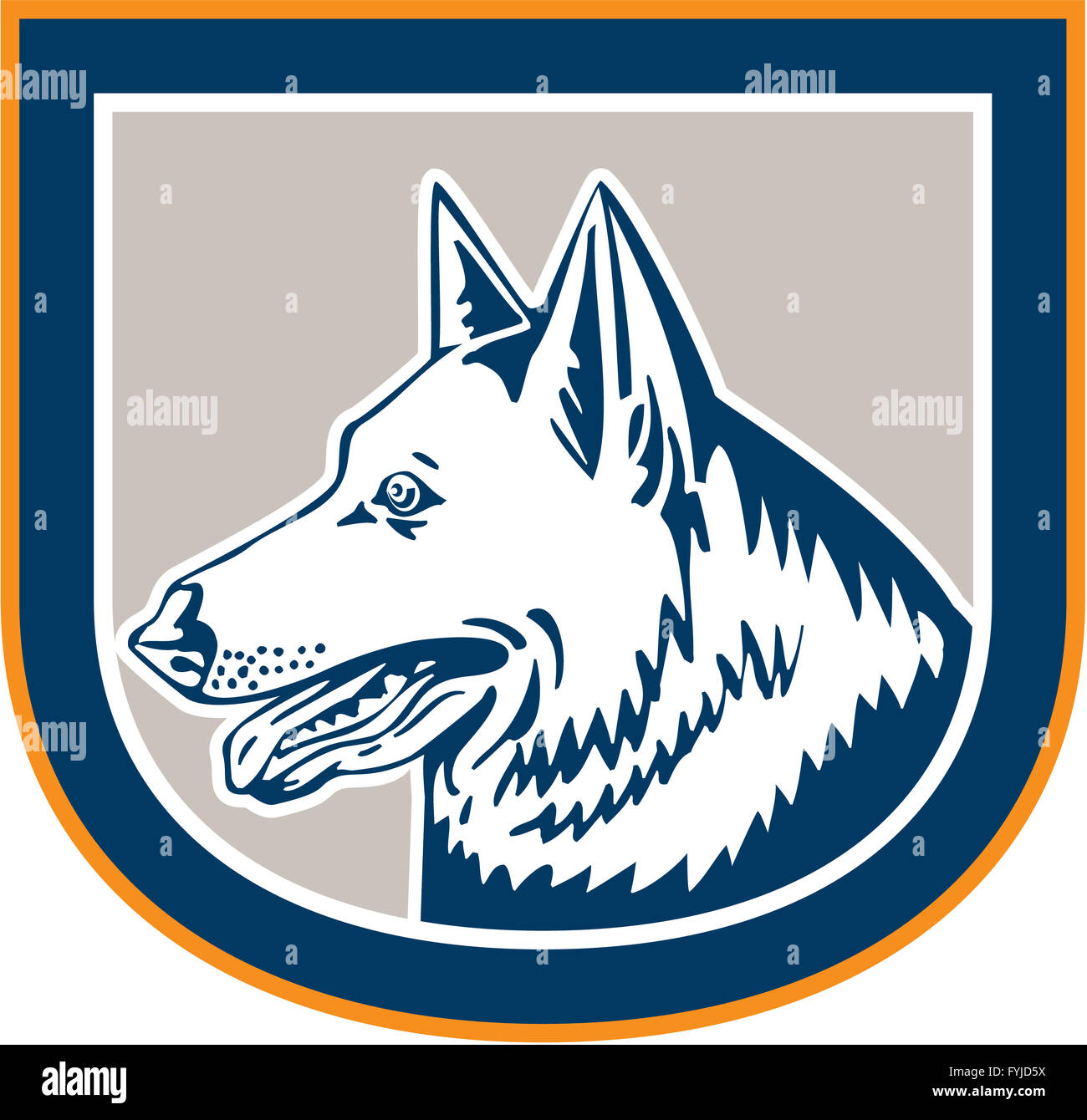 German Shepherd Dog Head Shield Retro Stock Photo - Alamy
