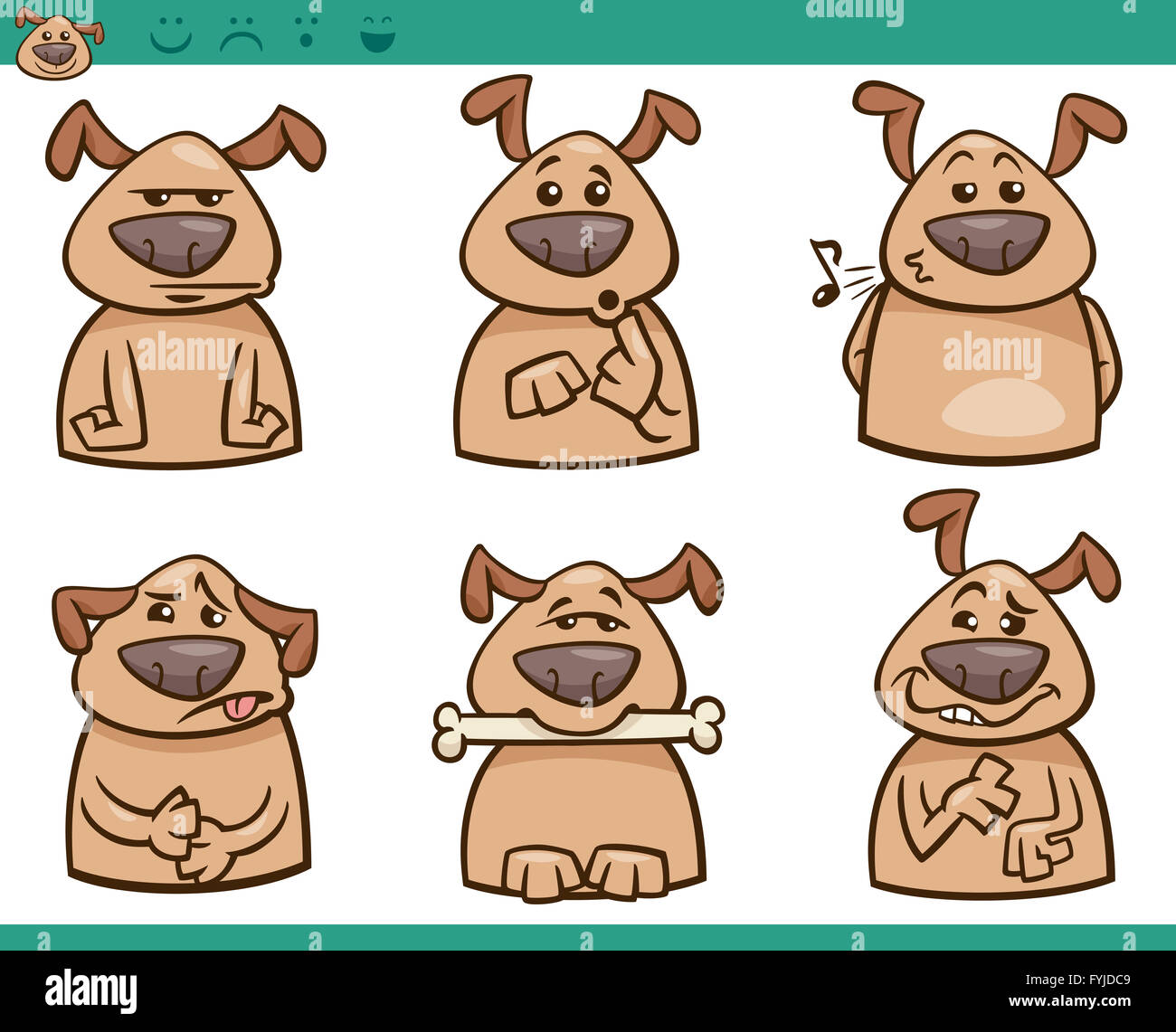 dog emotions cartoon illustration set Stock Photo - Alamy
