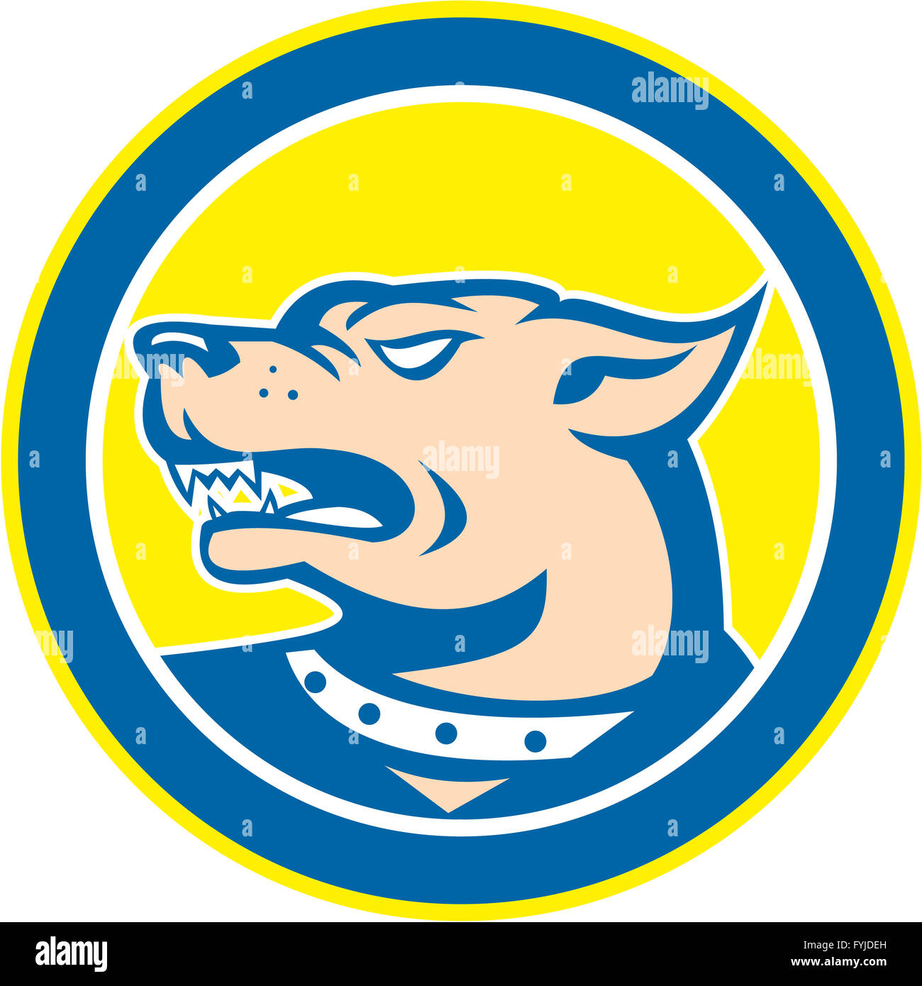 Angry Dog Head Circle Retro Stock Photo - Alamy