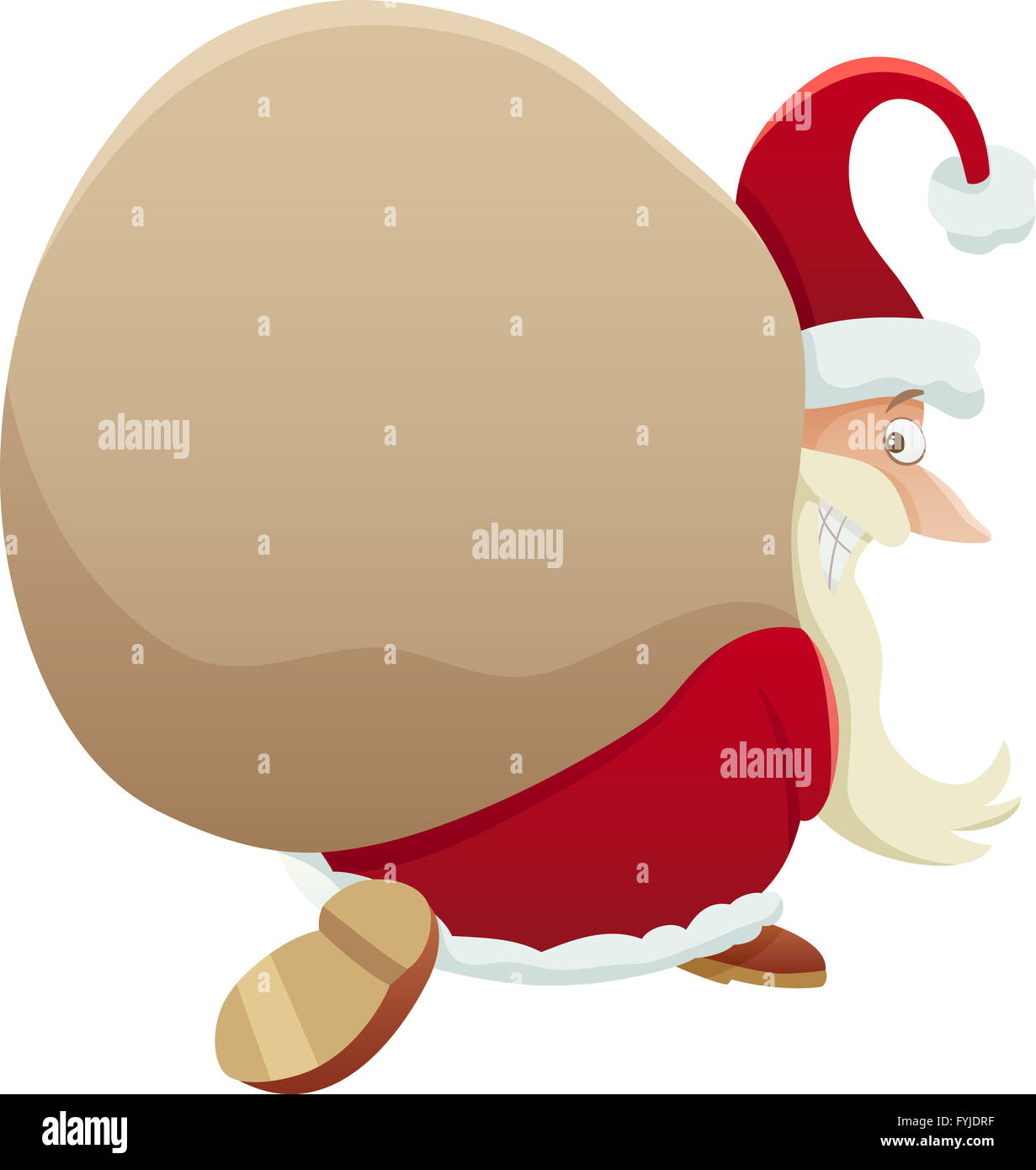 santa with sack cartoon illustration Stock Photo - Alamy