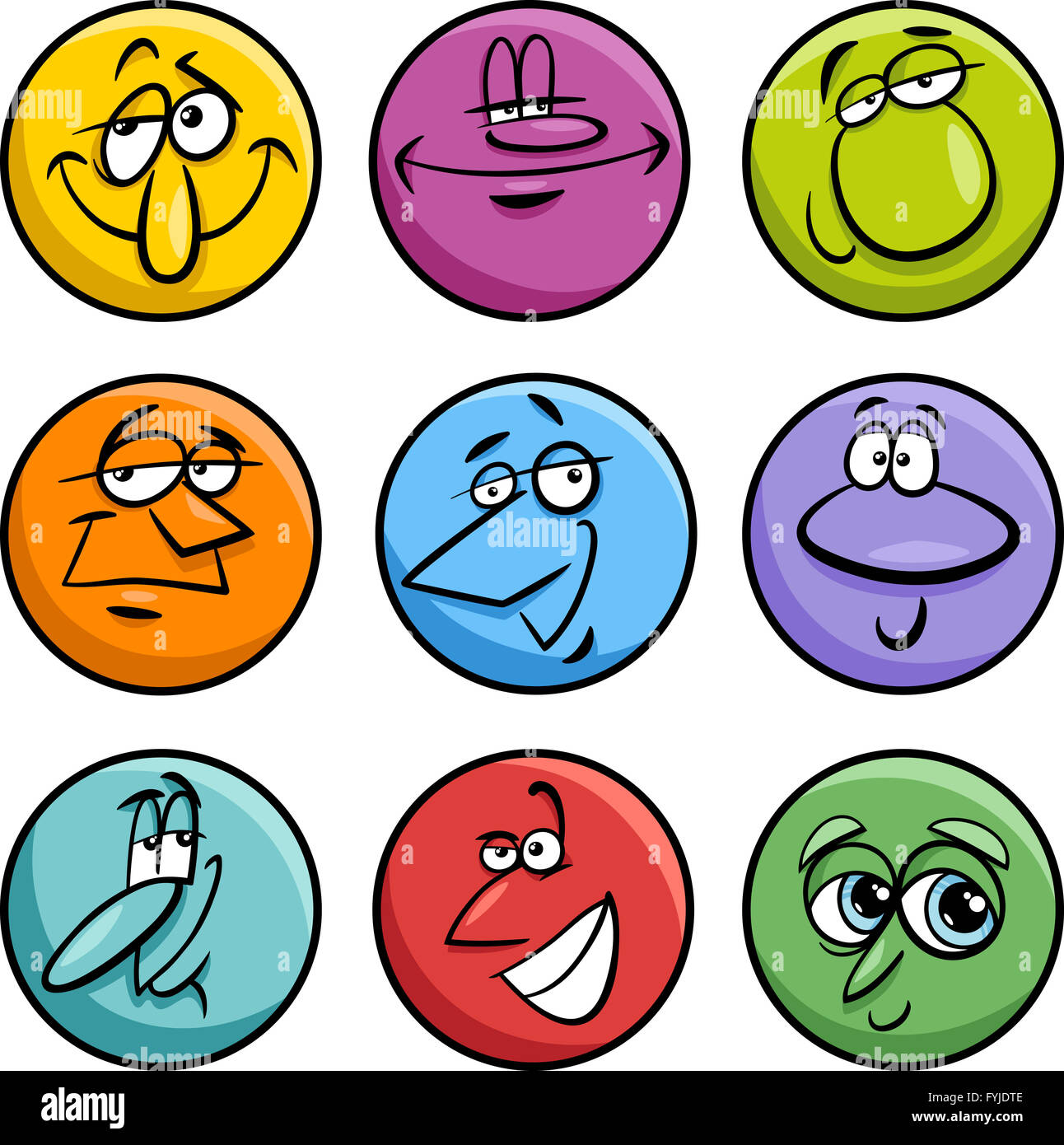 characters faces cartoon illustration set Stock Photo - Alamy
