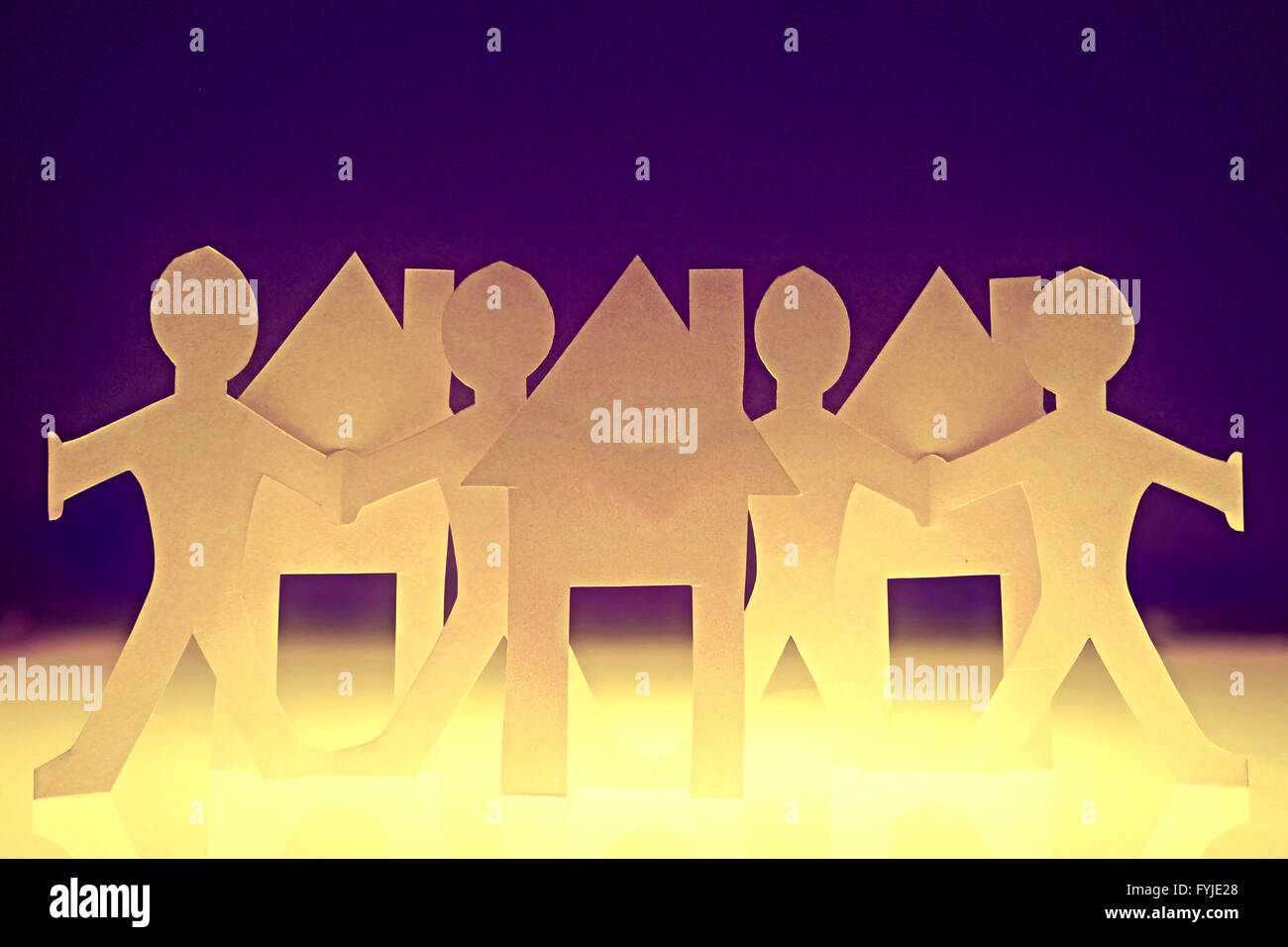 Paper Men Chain Stock Photo - Alamy