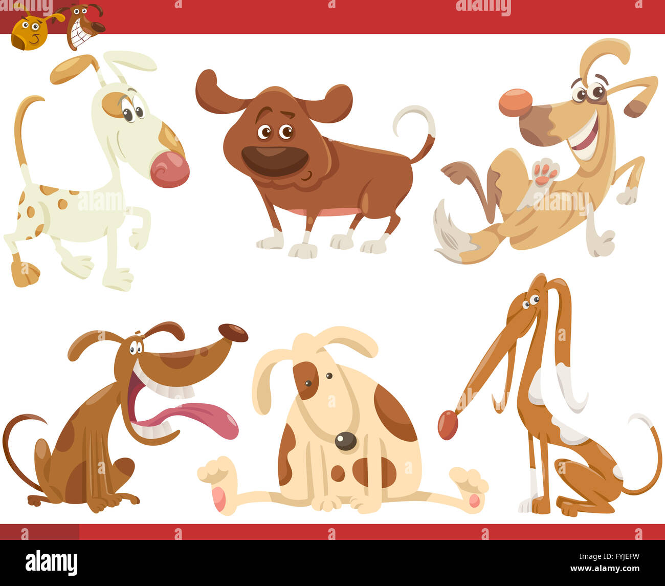 happy dogs cartoon illustration set Stock Photo - Alamy