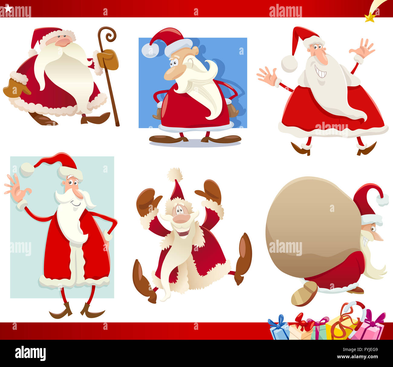 santa claus and christmas cartoon set Stock Photo - Alamy