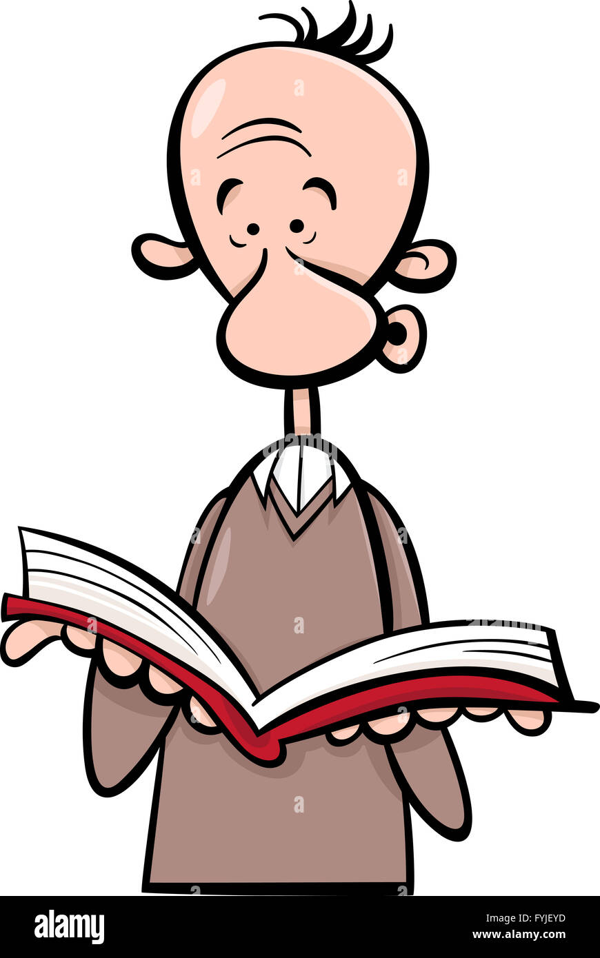man with book cartoon illustration Stock Photo - Alamy