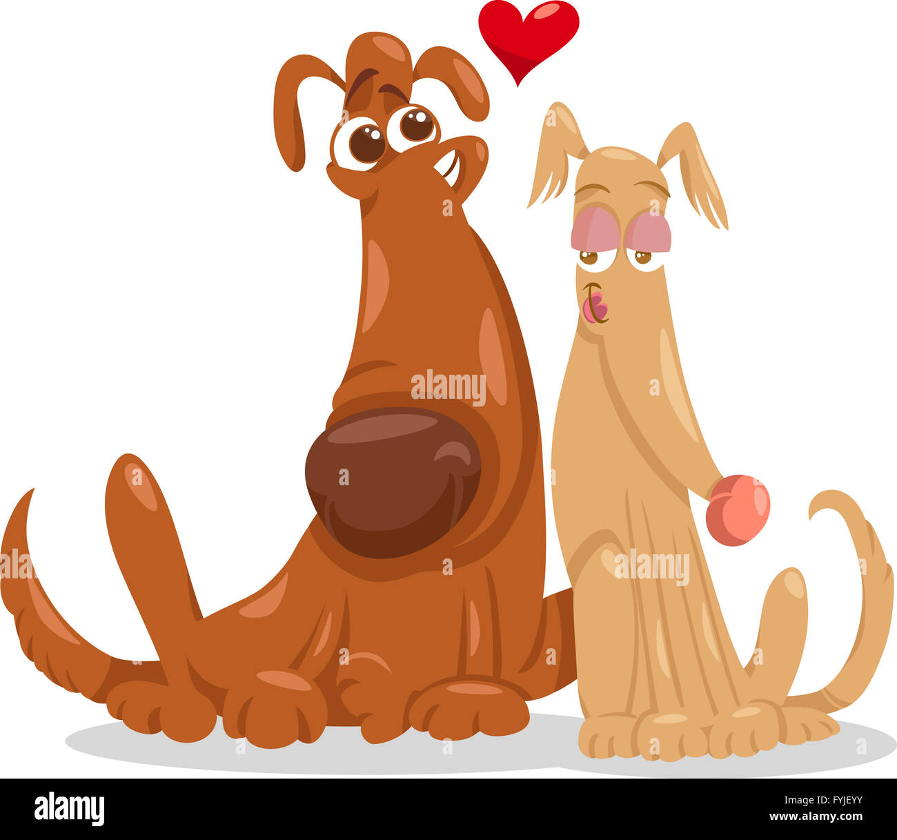 Two Dogs Cuddling Cartoon