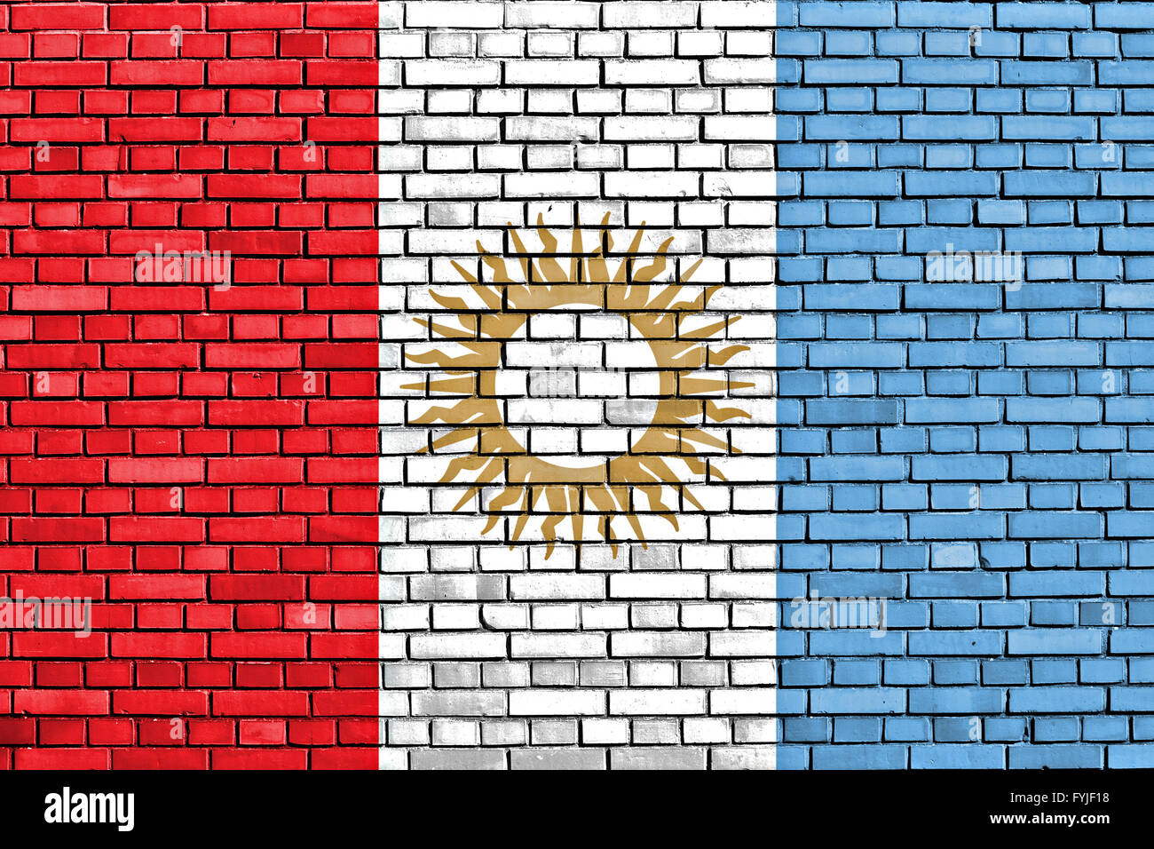 flag of Cordoba Province painted on brick wall Stock Photo - Alamy