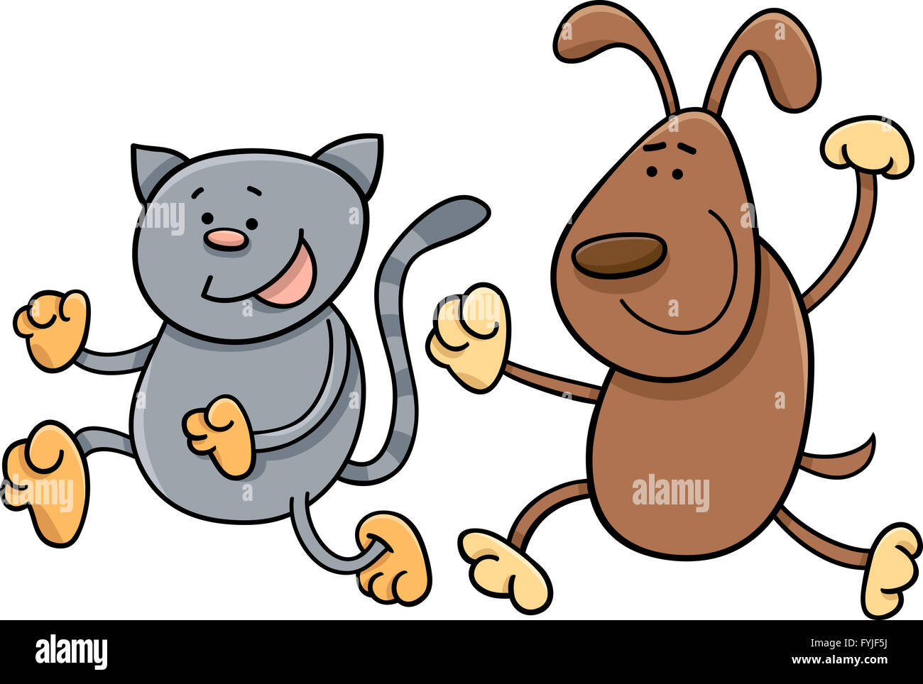 cat and dog playing tag cartoon Stock Photo - Alamy
