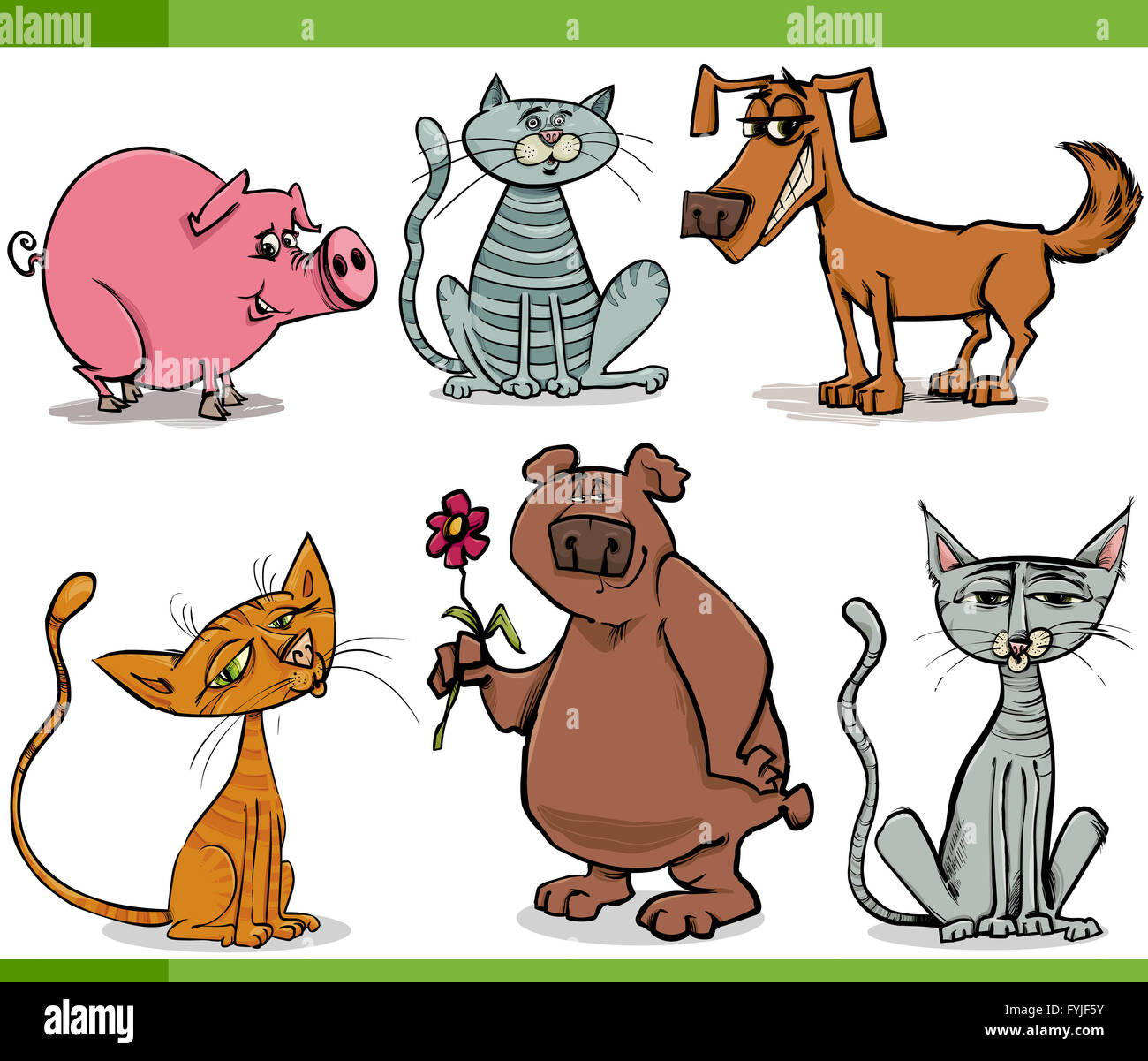 animals sketch cartoon set illustration Stock Photo - Alamy