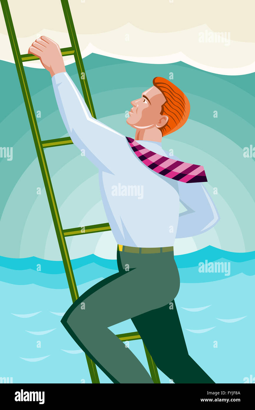 Businessman Officer Worker Climbing Ladder Stock Photo - Alamy