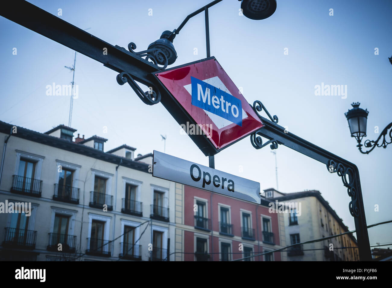 Opera Metro station, oldest street in the capital of Spain, the city of ...