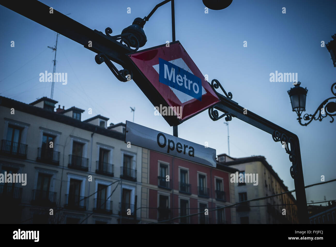 Opera Metro station, oldest street in the capital of Spain, the city of ...