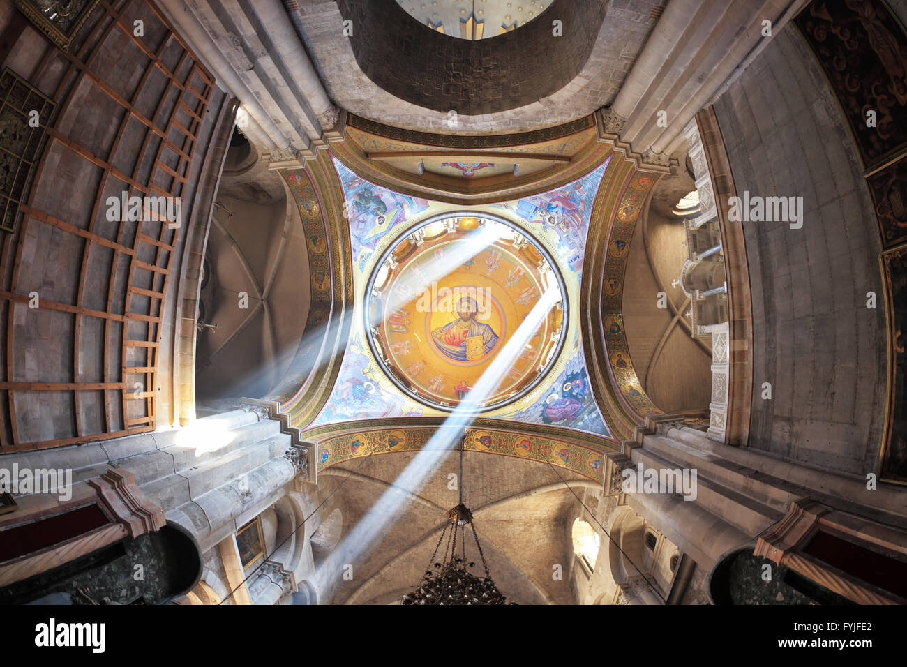 The round arch of a ceiling is shined with beams Stock Photo - Alamy
