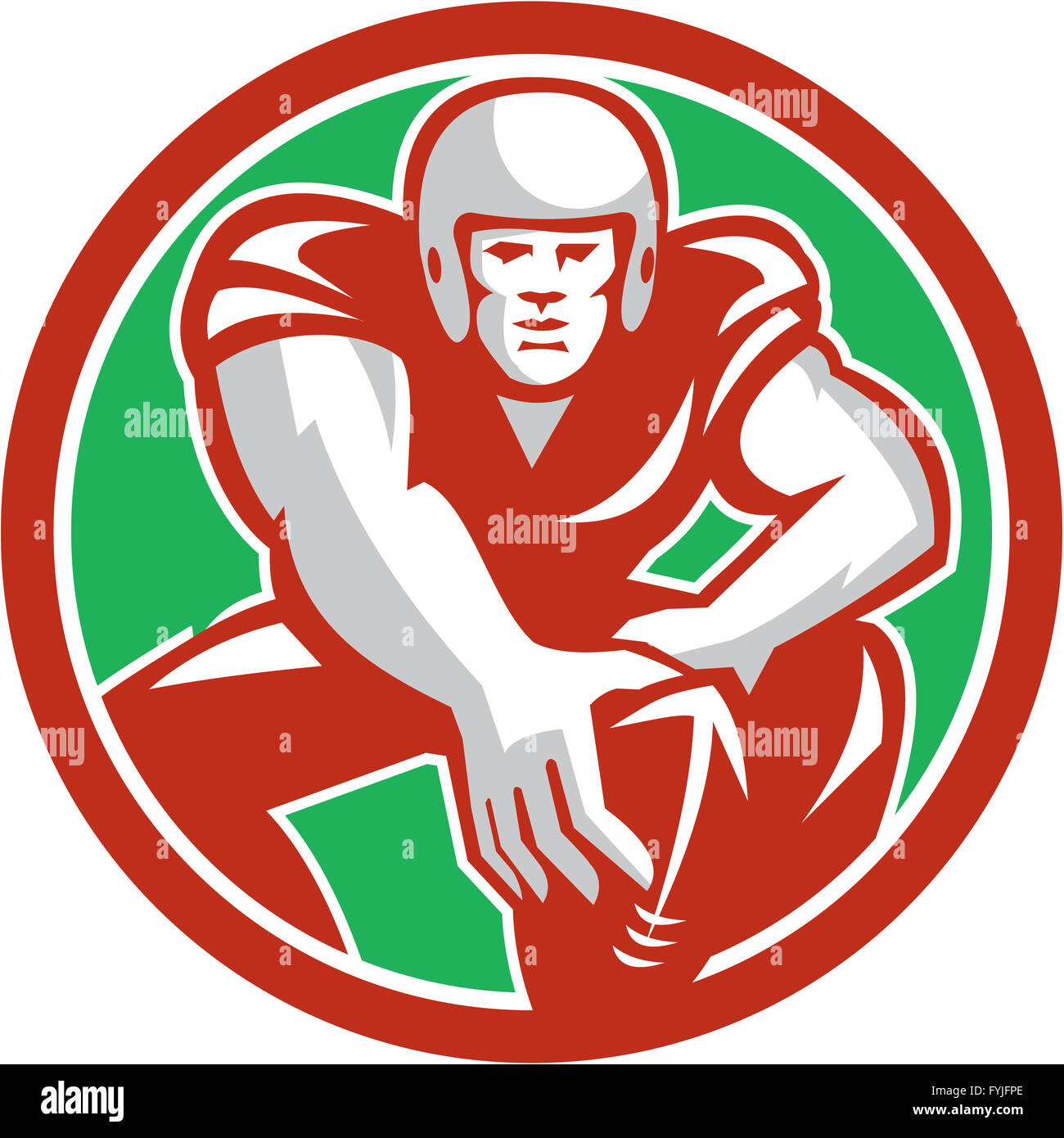 Football Player Snap Circle Retro Stock Photo - Alamy