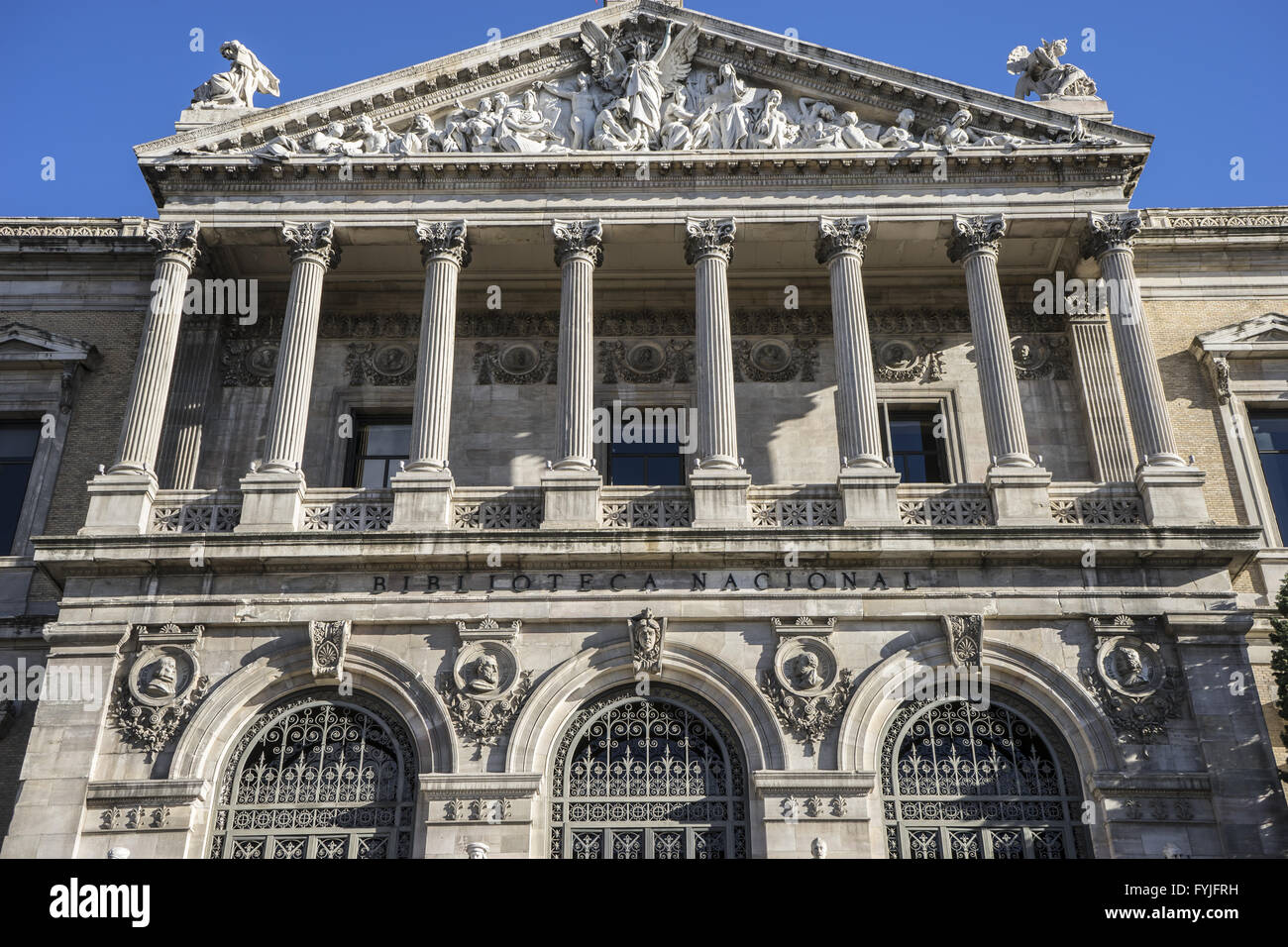 National Library of Madrid, Spain. architecture and art Stock Photo - Alamy