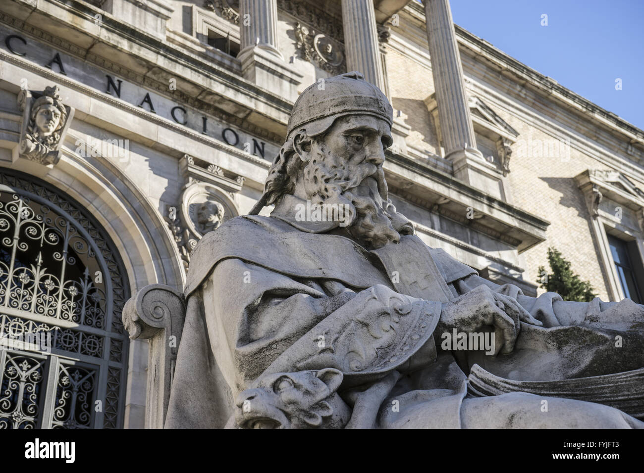 Writer sculpture, National Library of Madrid, Spain. architecture and ...