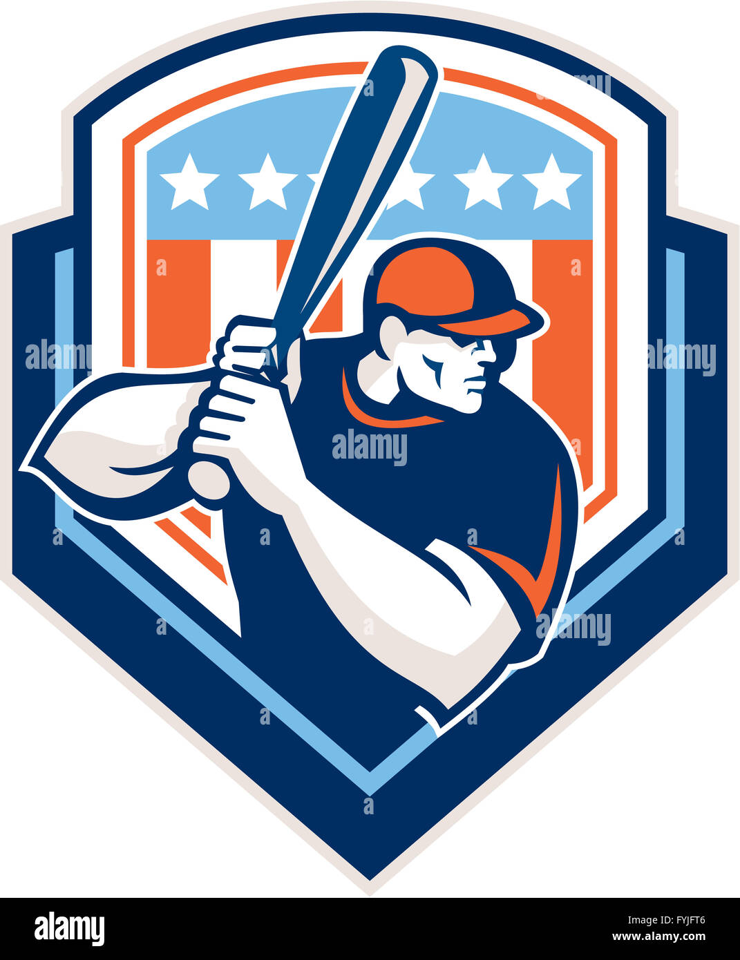 American Baseball Batter Hitter Shield Retro Stock Photo - Alamy