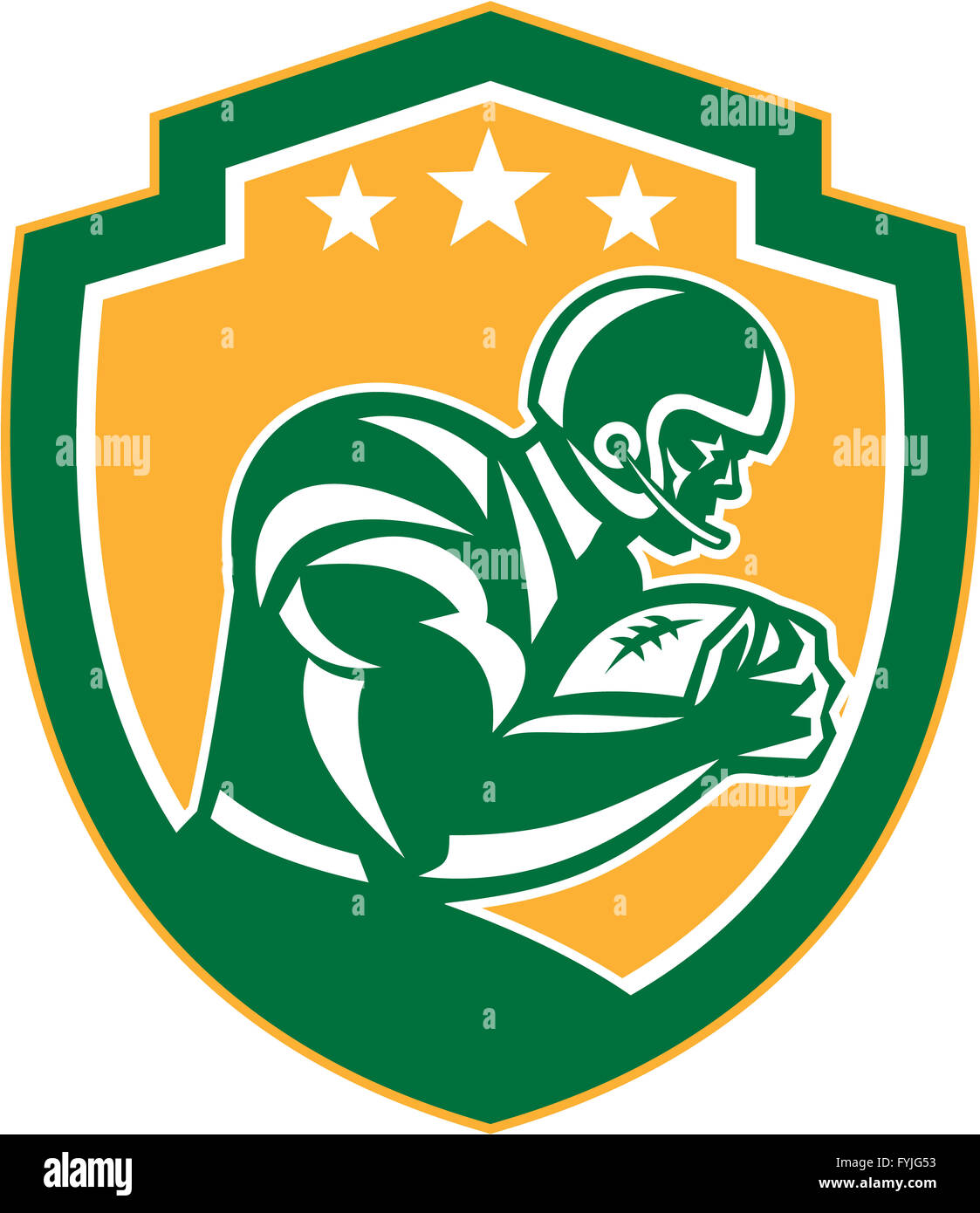 American Football Player Running Shield Retro Stock Photo - Alamy
