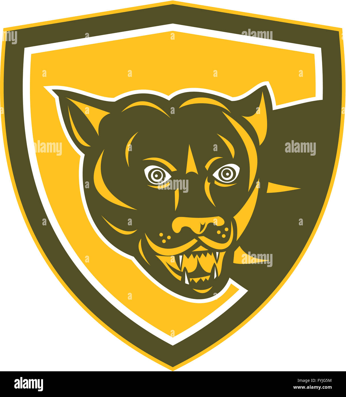 Puma mountain lion head shield hi-res stock photography and images - Alamy