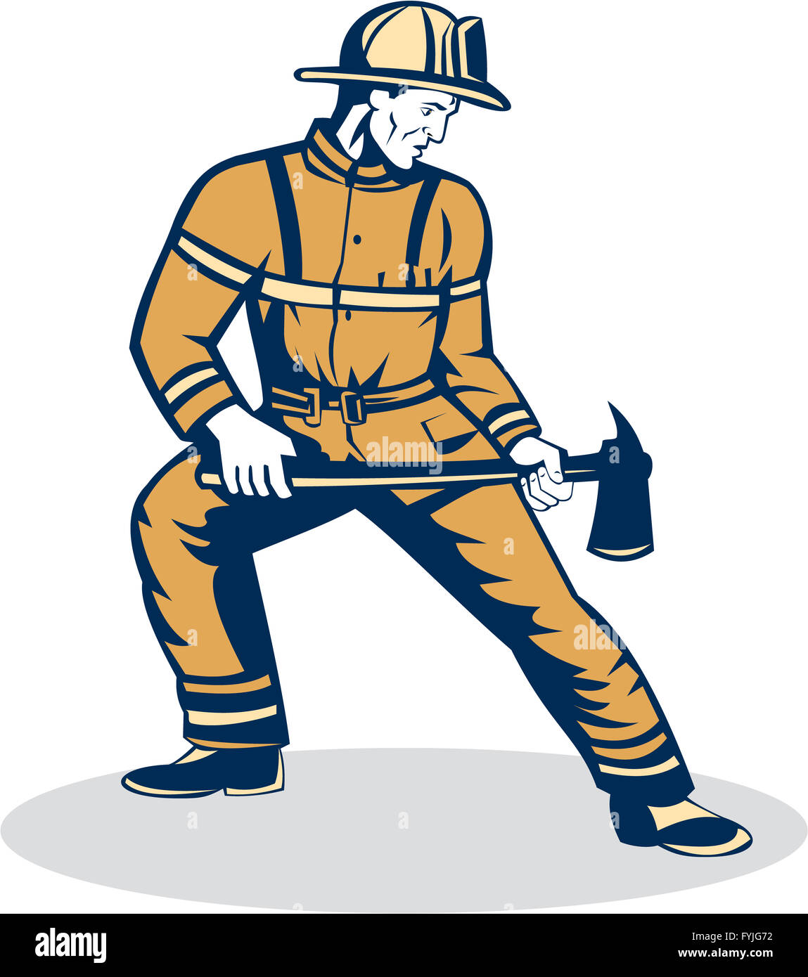 Firefighter holding axe hi-res stock photography and images - Alamy