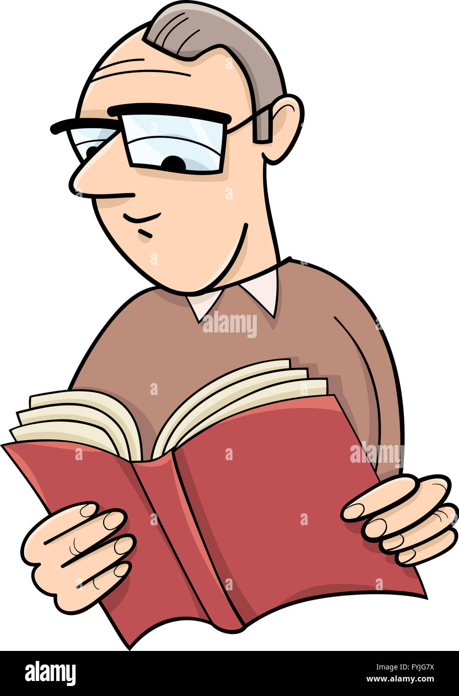 reader with book cartoon illustration Stock Photo - Alamy
