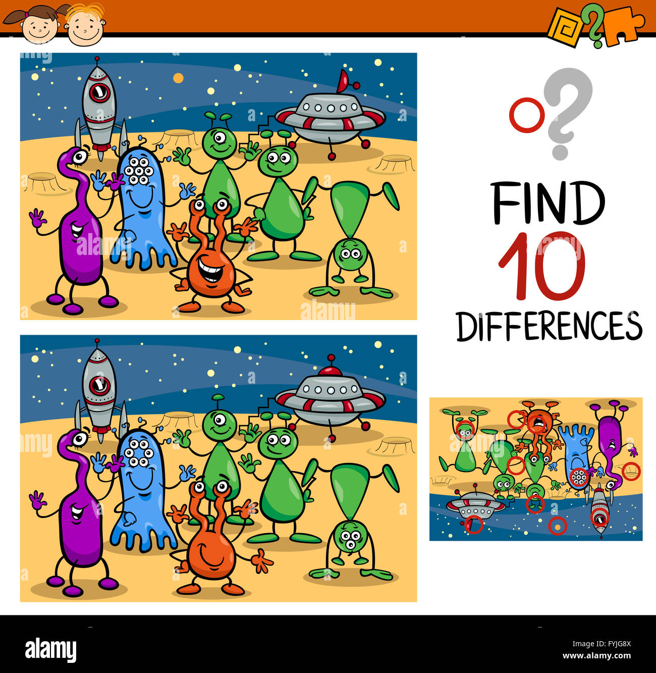 finding differences game cartoon Stock Photo - Alamy