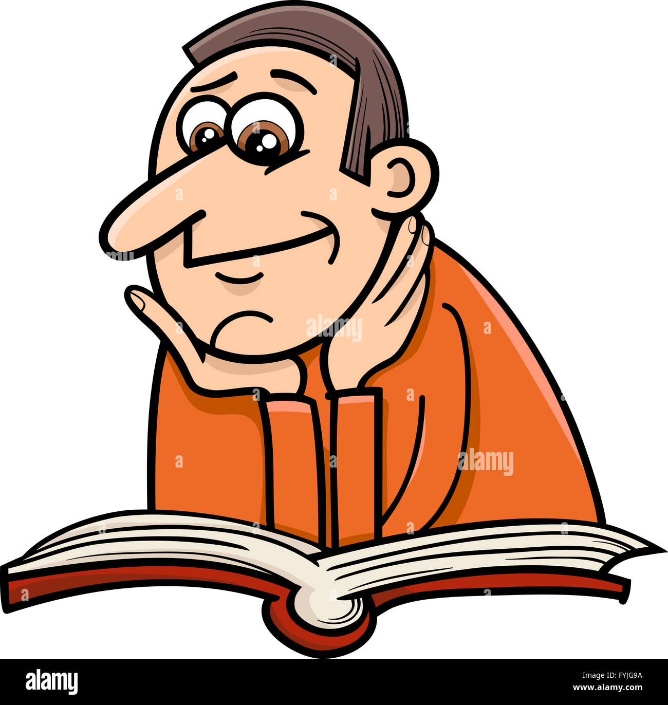 reader man cartoon illustration Stock Photo - Alamy