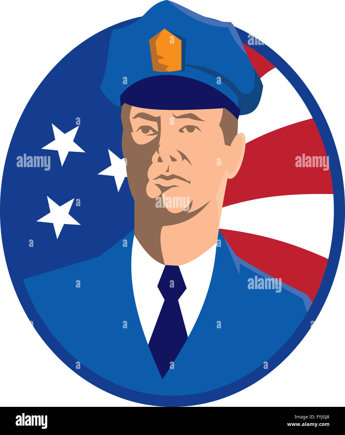 American Police Officer Policeman Flag Retro Stock Photo - Alamy