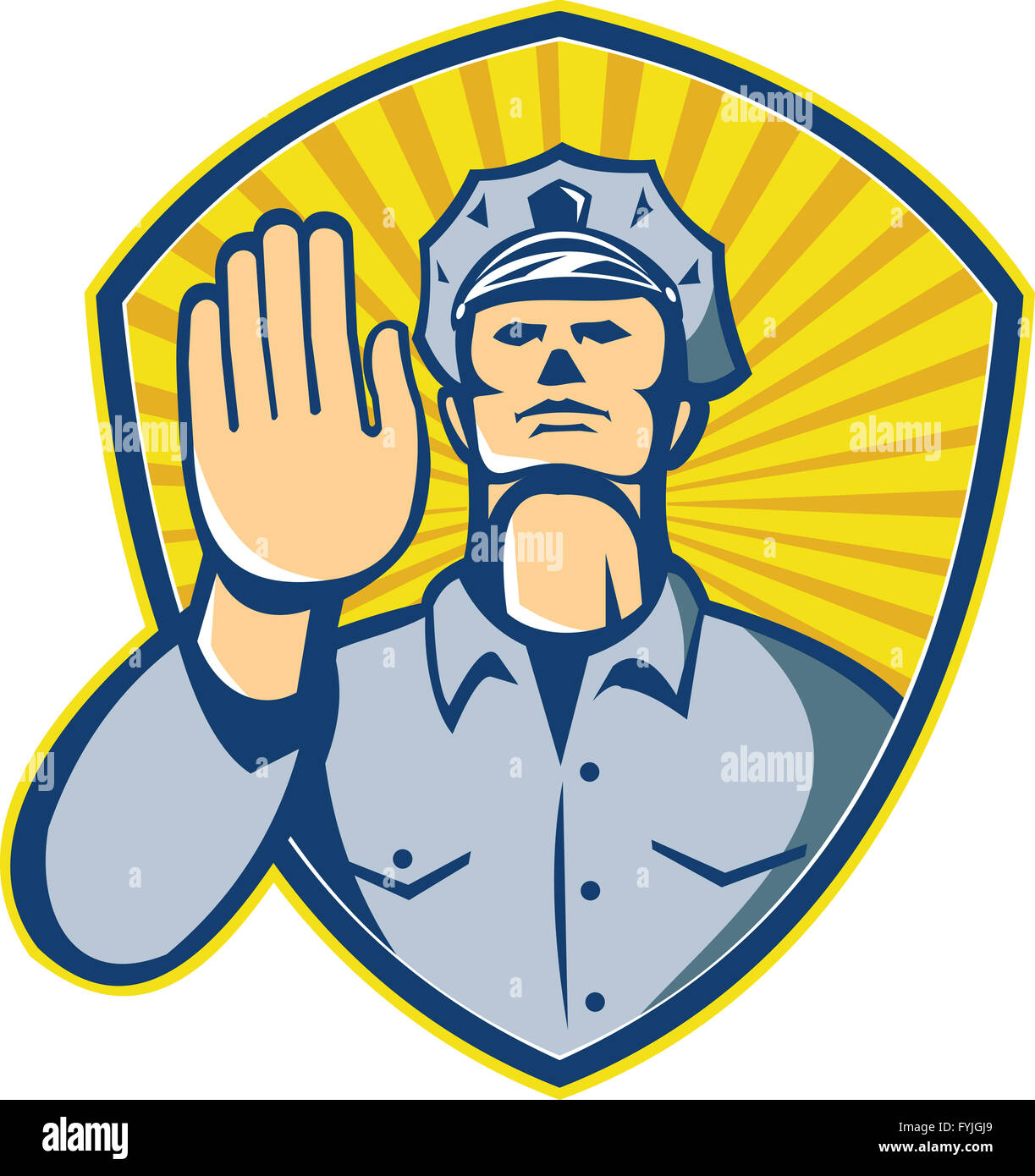 Policeman Police Officer Hand Stop Shield Stock Photo - Alamy