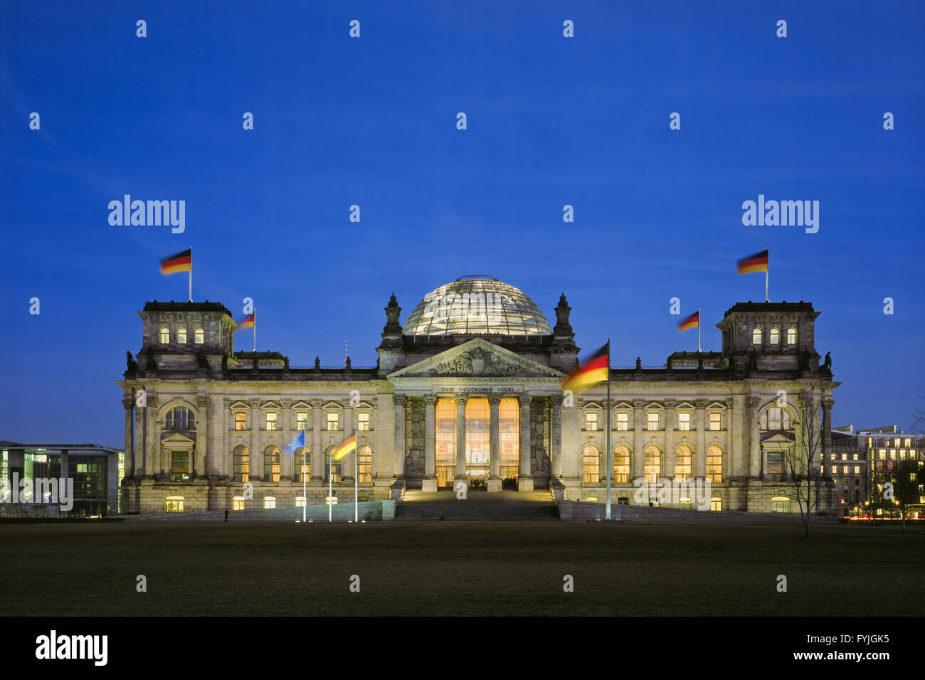 Berlin reichstag building with dome german flags berlin germany ...