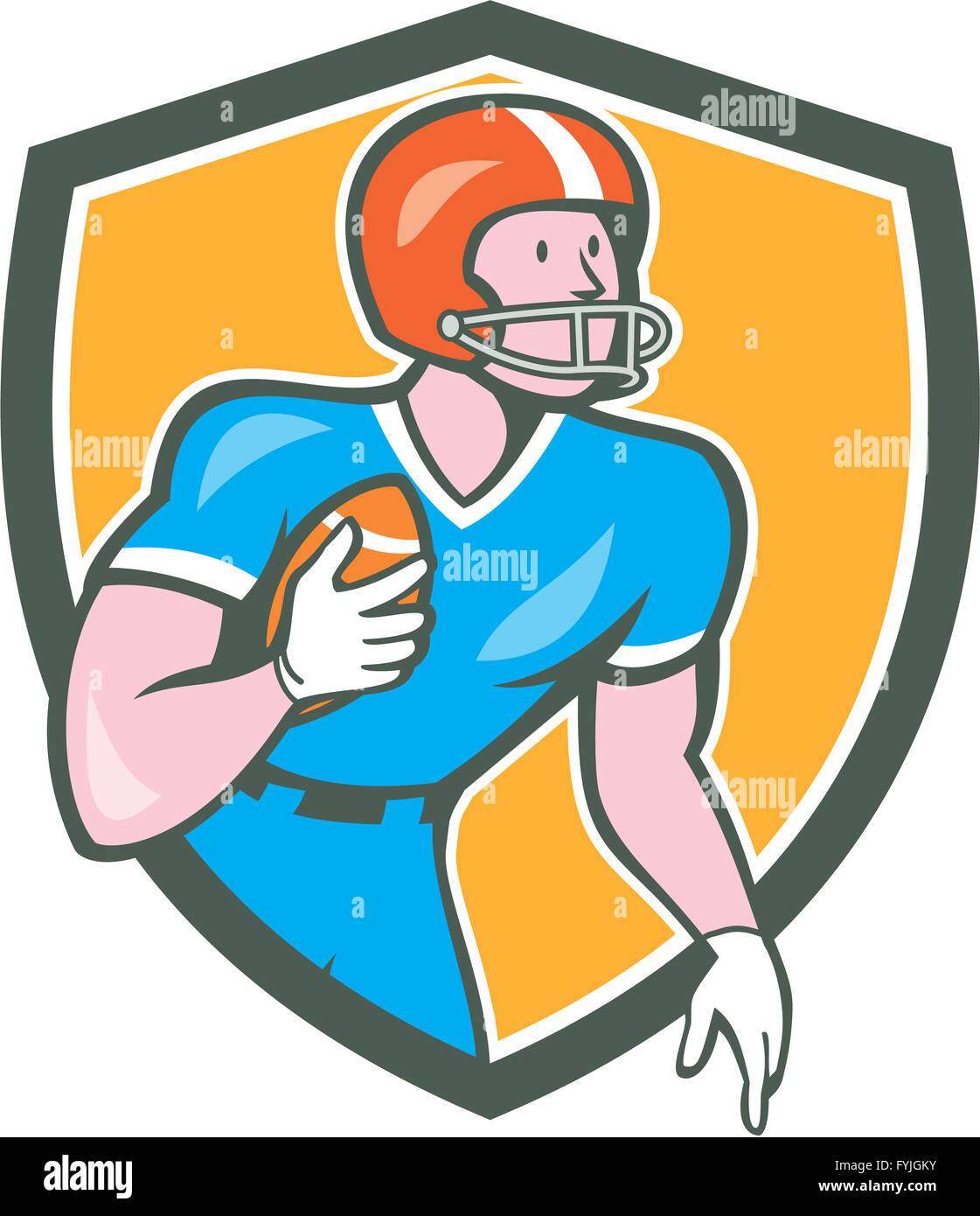 American Football Player Rusher Shield Retro Stock Photo - Alamy