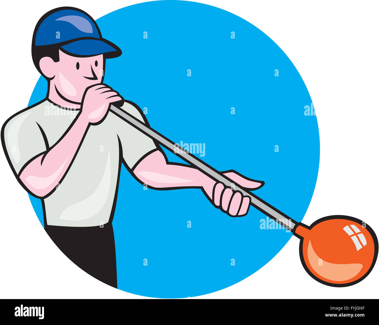 Glassblower Glassblowing Cartoon Circle Stock Photo - Alamy